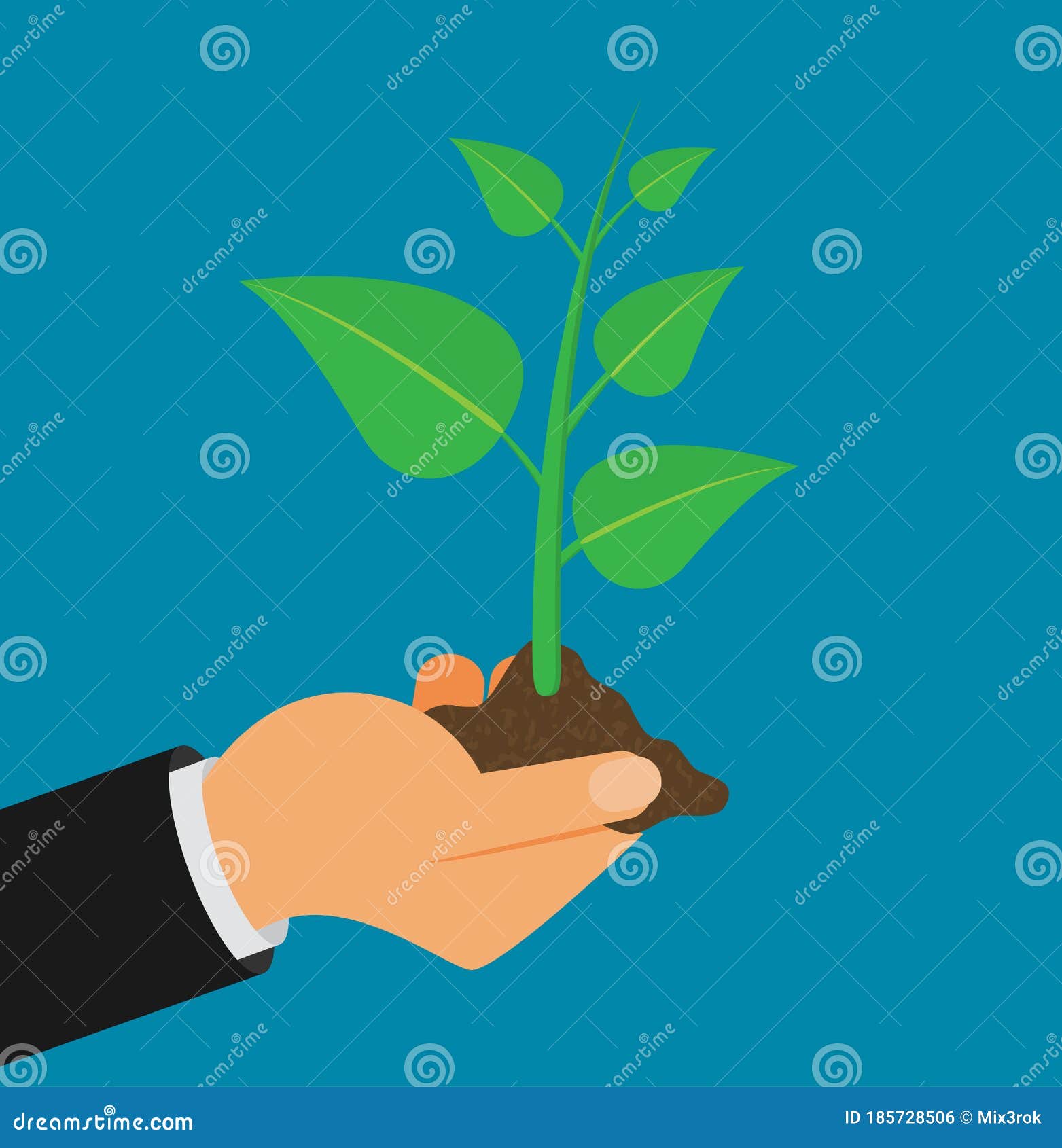 Hand Holding Seedling Flat Design Stock Vector - Illustration of ...