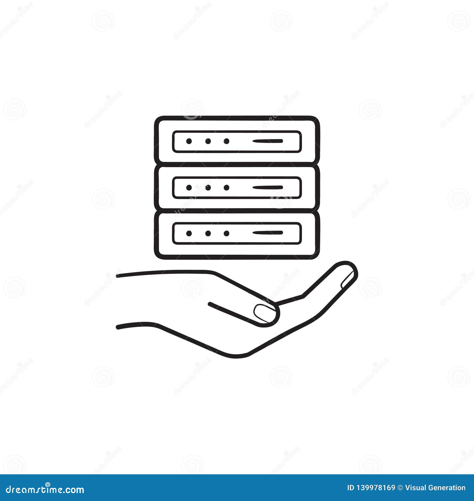 Hand Holding Server Hand Drawn Outline Doodle Icon. Stock Vector ...
