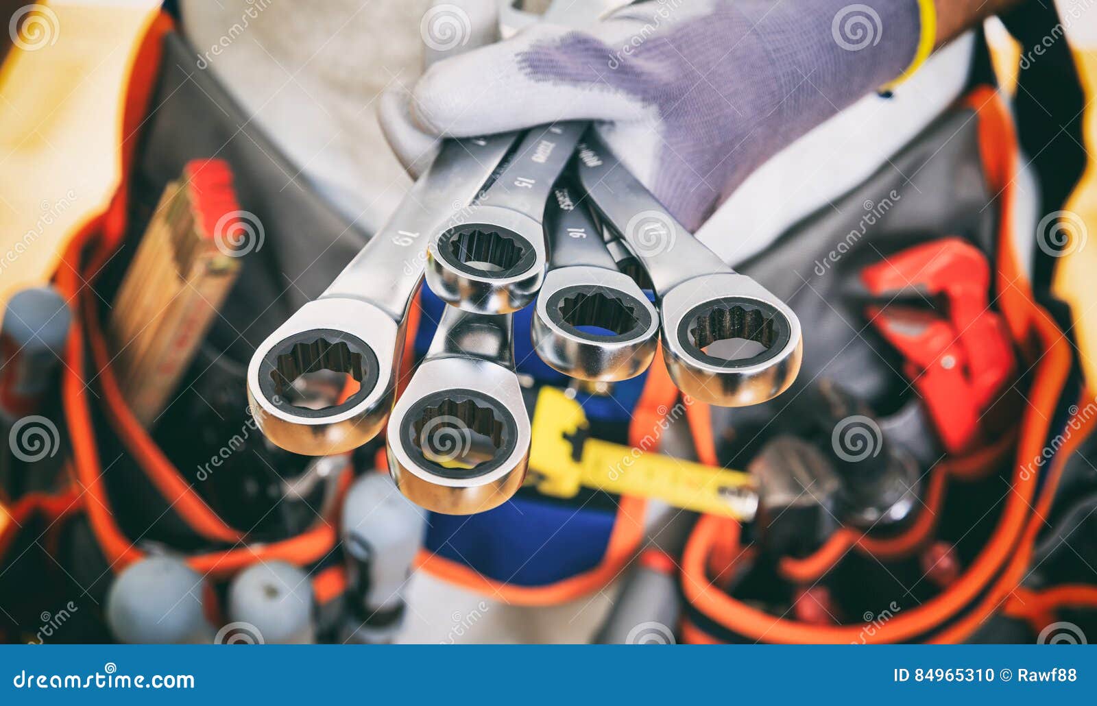 Hand Holding Set of Spanners Stock Photo - Image of industrial ...