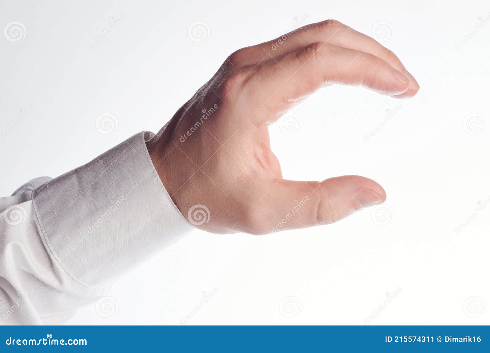 Hand in holding shape pose stock image. Image of person - 215574311