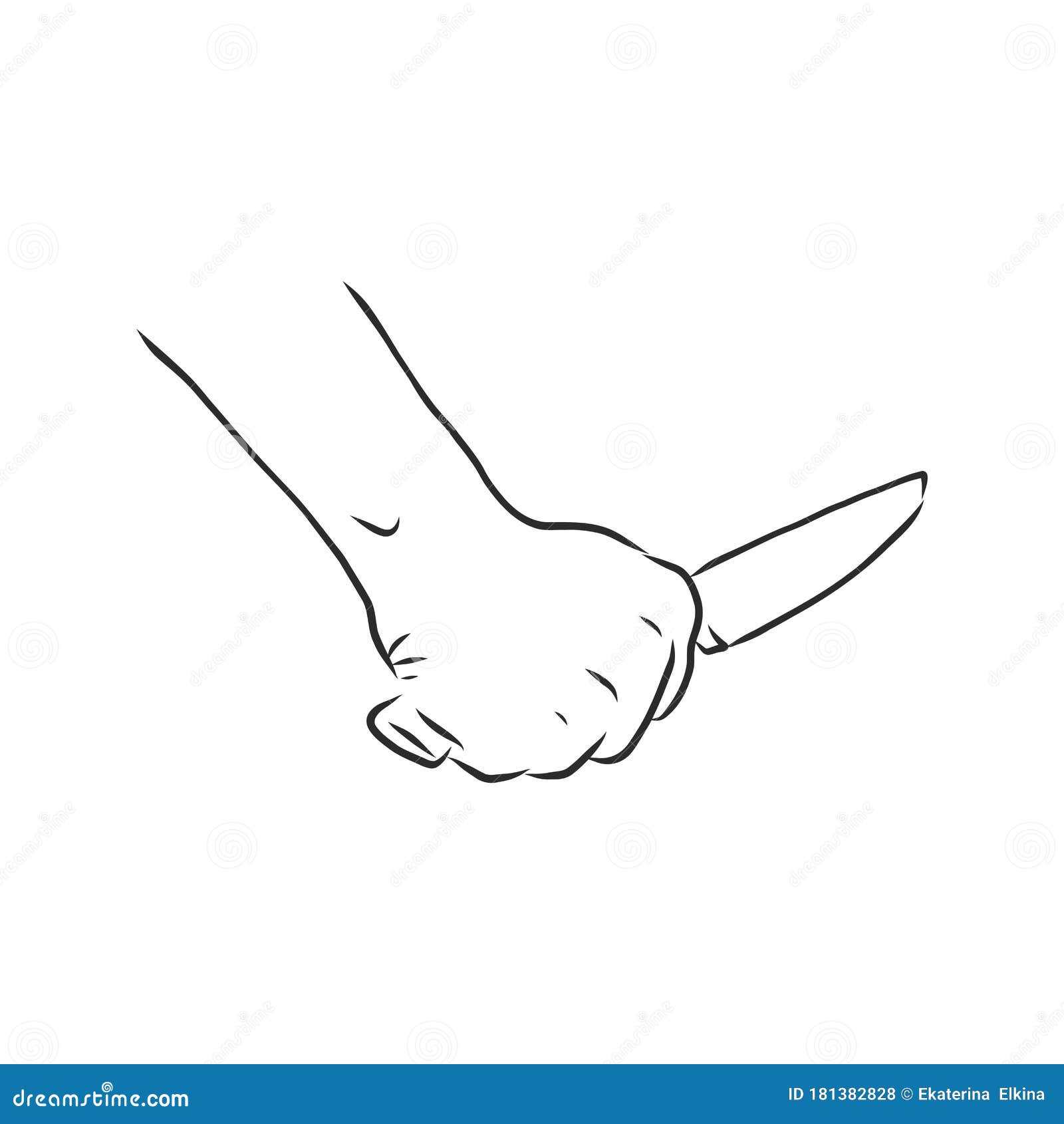 Hand Holding a Sharp Knife or Dagger Logo Element - Vector Line Art ...
