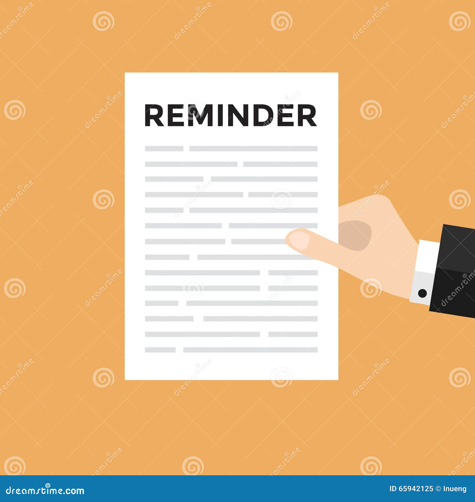 Hand Holding a Sheet of Paper with Reminder Headline Stock Vector ...