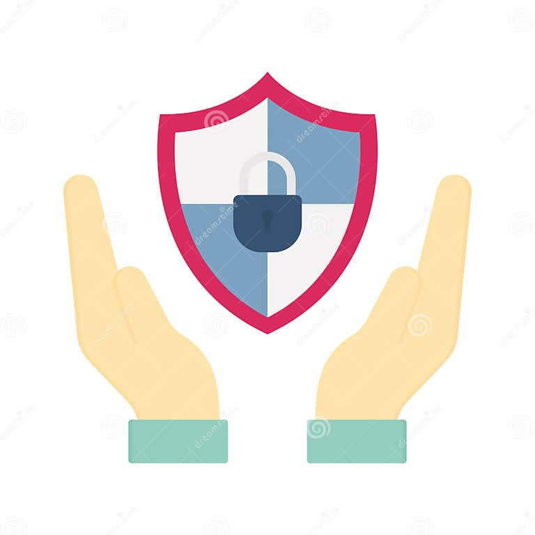 Hand Holding Shield Lock Flat Inside Vector Icon Which Can Easily ...
