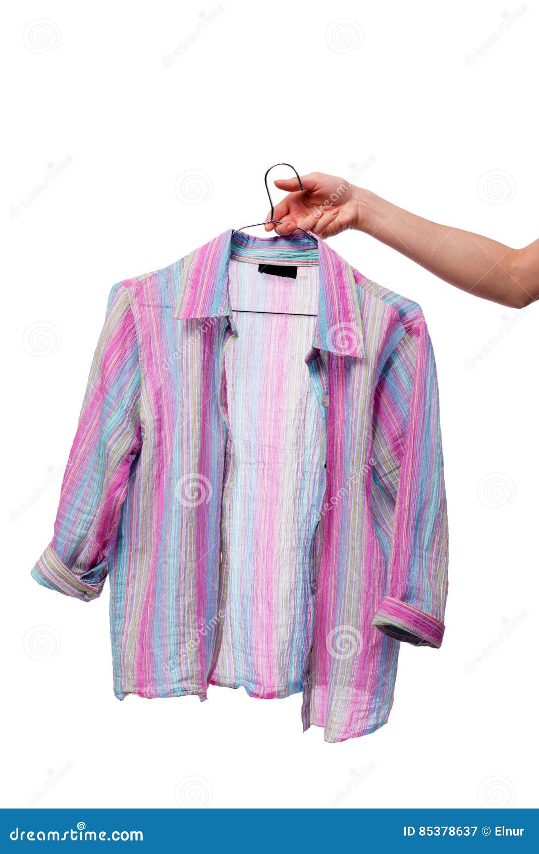 The Hand Holding Shirt Isolated on White Stock Image - Image of button ...