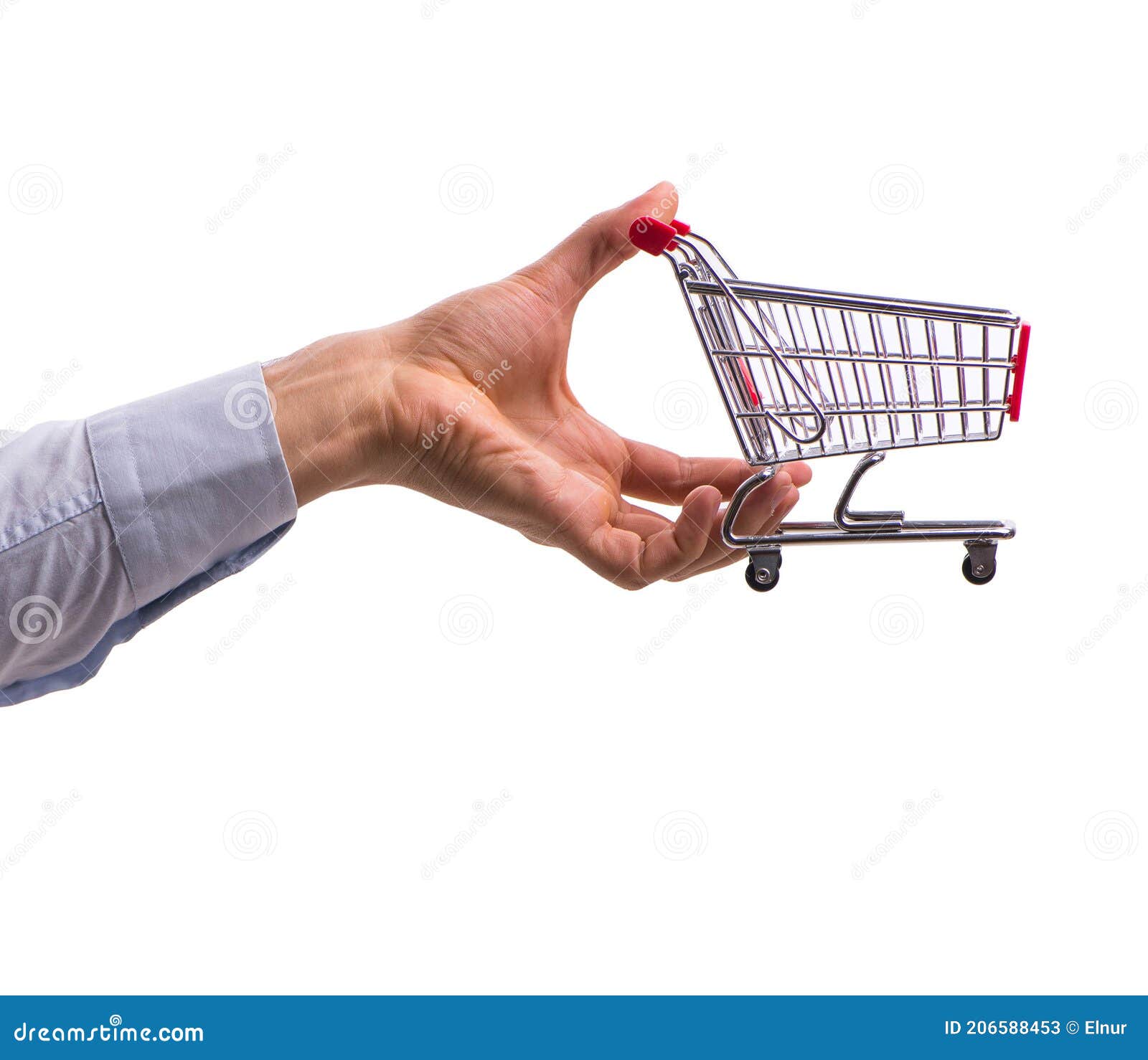 Hand Holding Shopping Cart Isolated on White Stock Image - Image of ...