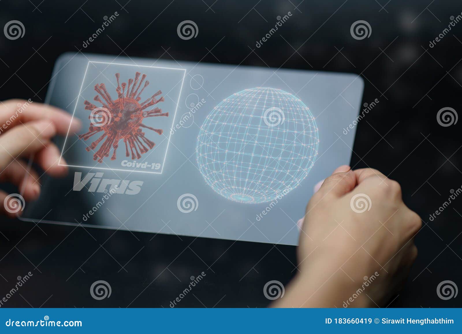 Hand Holding and Showing Virus on Tablet Device Stock Image - Image of ...