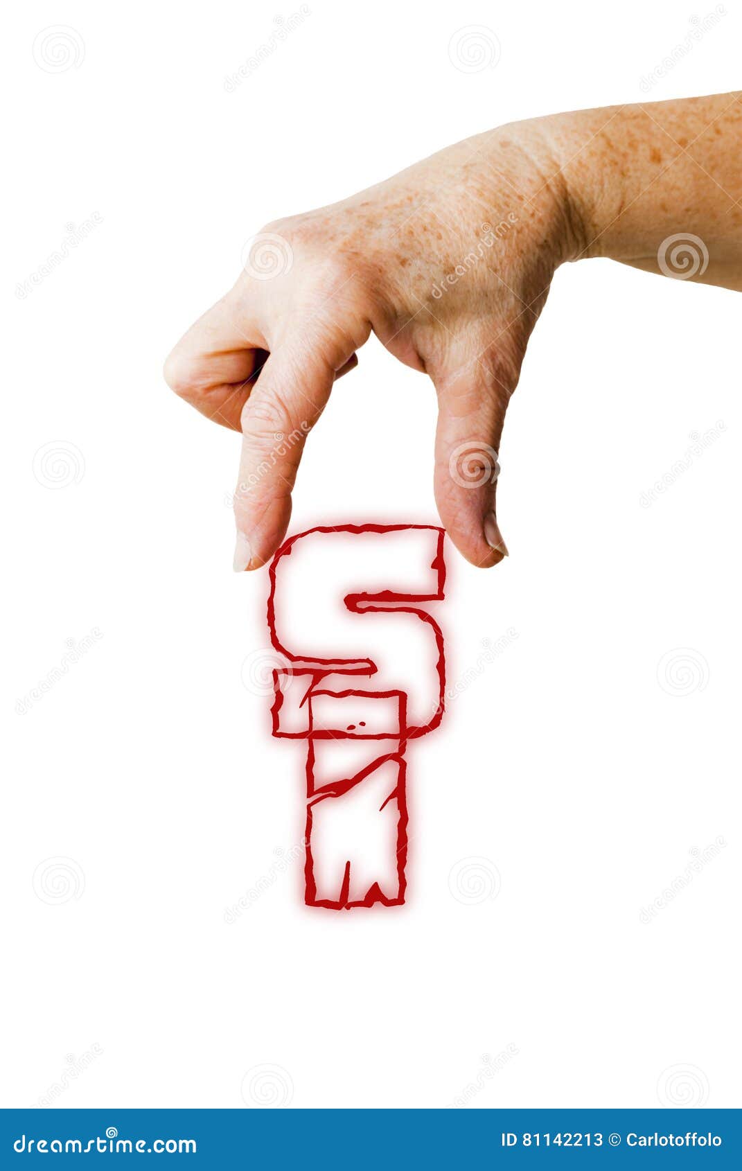 Hand Holding `SI` Write Italian for `YES` Stock Image - Image of elect ...
