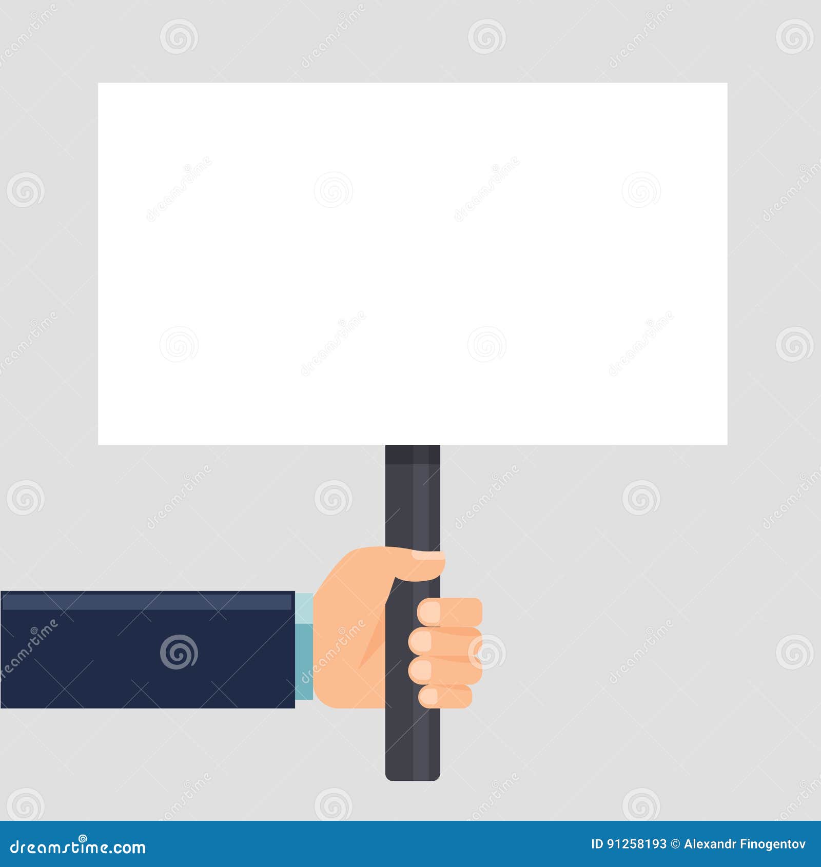 Hand Holding a Sign or Blank Poster. Horizontal Format. Flat Style ...