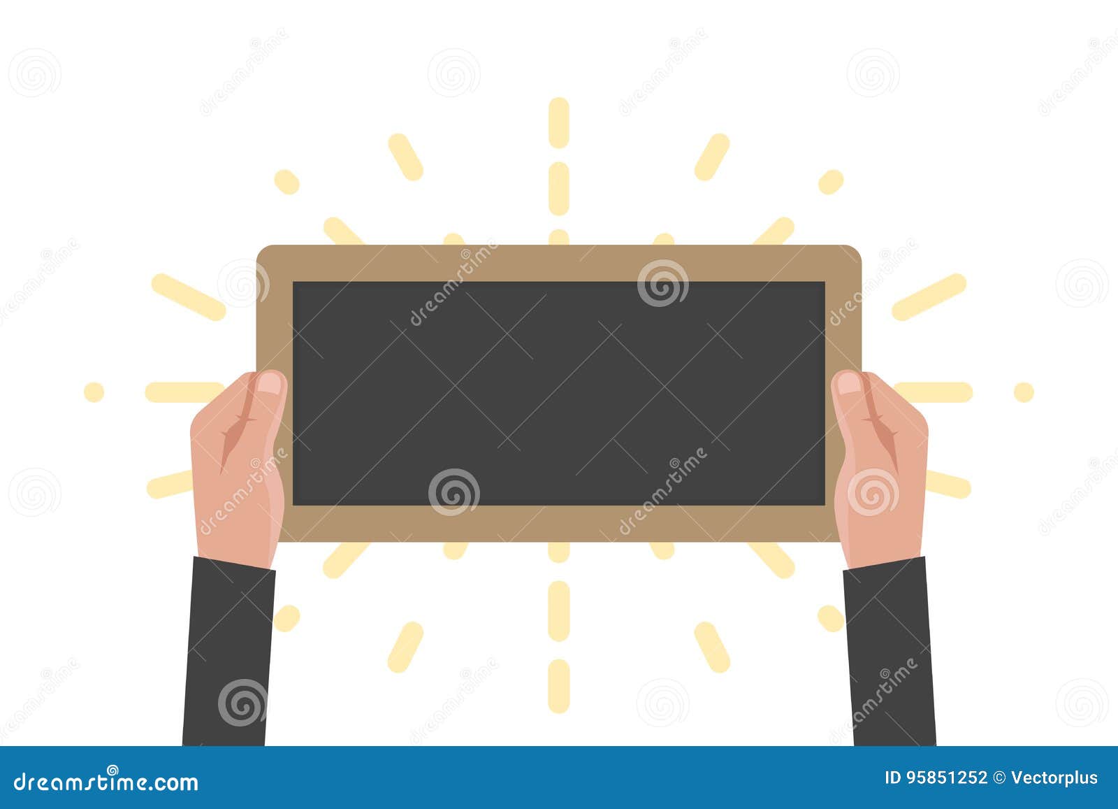 Hand Holding Sign Board Illustration. Chalkboard Stock Illustration ...