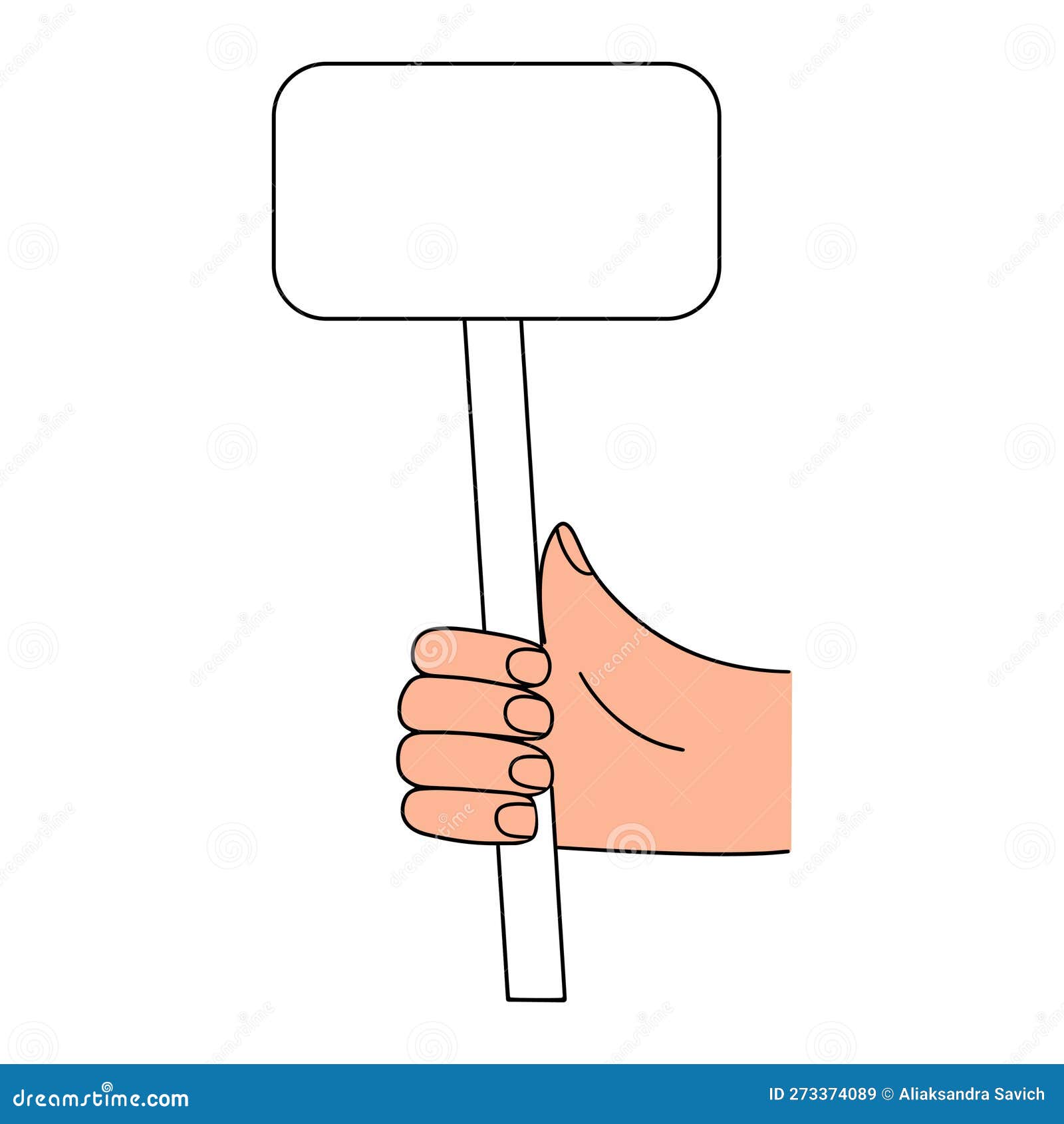Hand Holding a Sign for Demonstrations and Text. Vector Hand Drawn ...