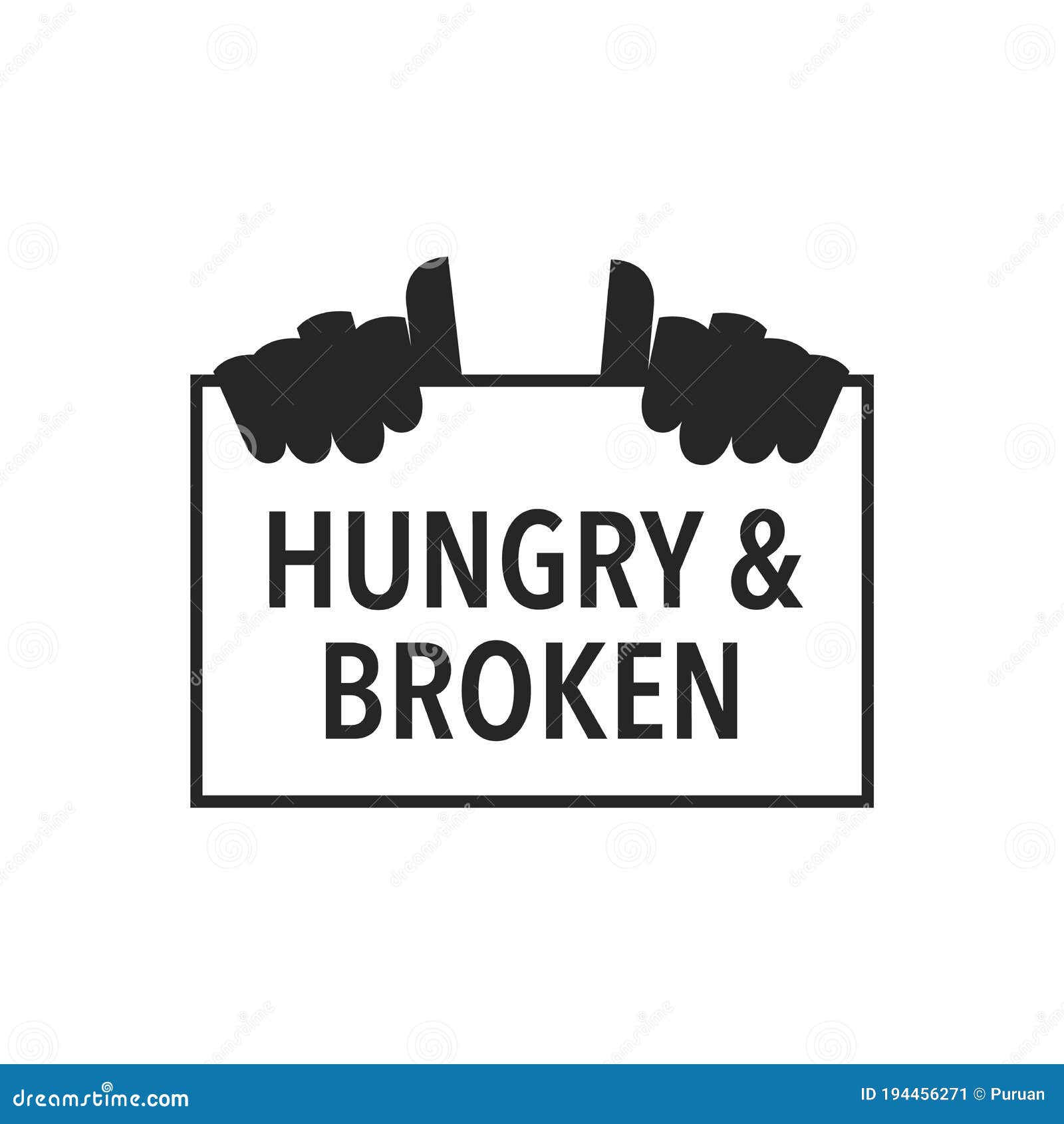 Hand Holding Sign Icon in Black and White. Stock Vector - Illustration ...