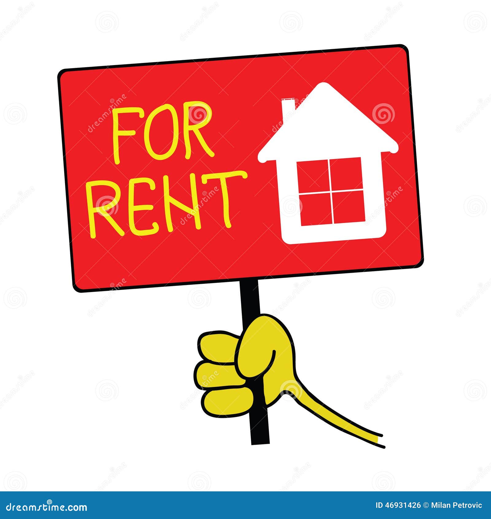 Hand Holding a Sign with a Message for Rent Stock Vector - Illustration ...