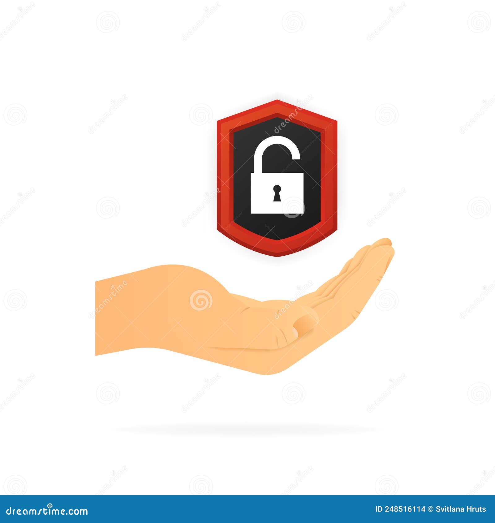 Hand Holding Sign of Secure Alert. Realistic Hand. White Background ...