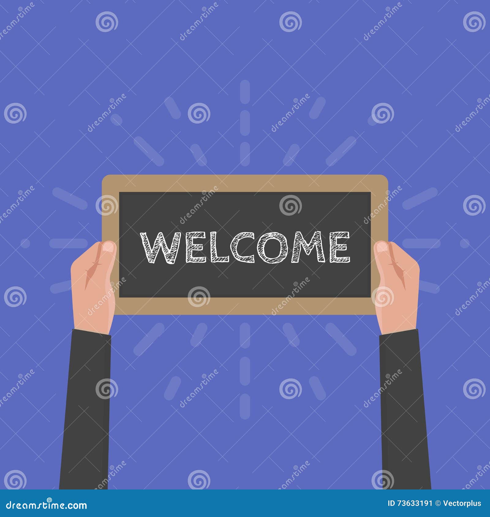 Hand Holding Sign Welcome Illustration. Stock Illustration ...