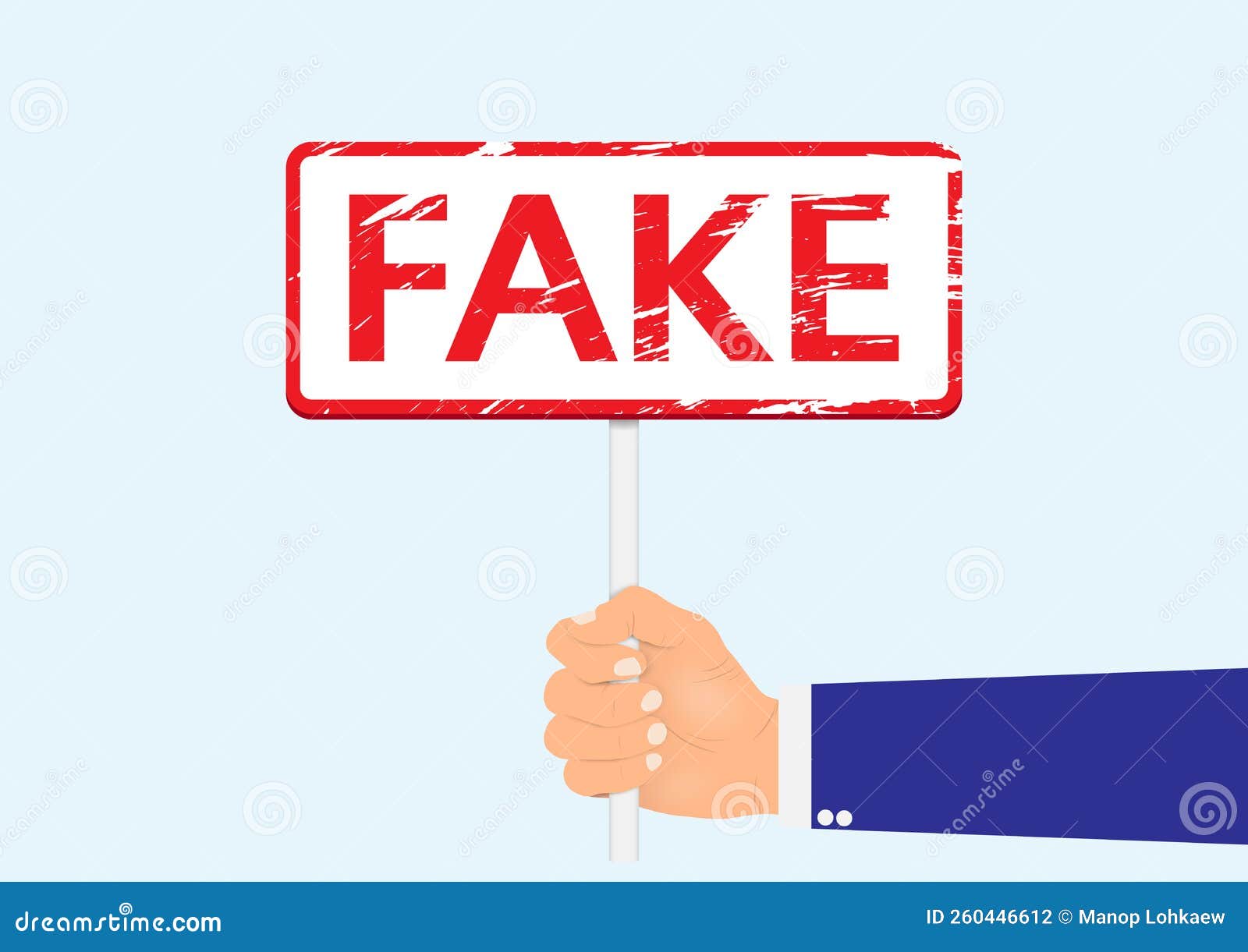 Hand Holding Signboard with Text Fake Vector Illustration Stock Vector ...