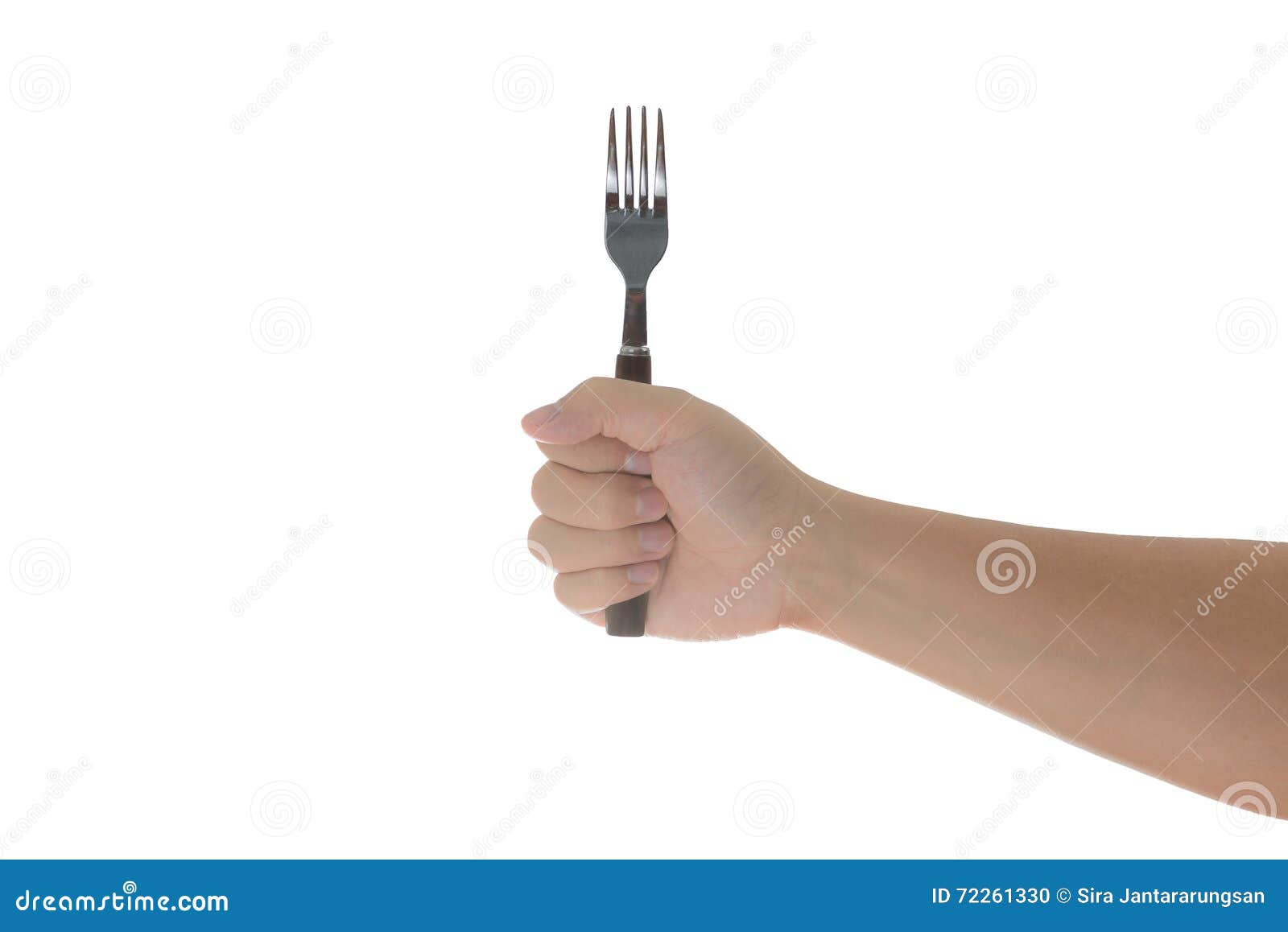 Hand Holding a Silver Fork Isolated on White Stock Photo - Image of ...
