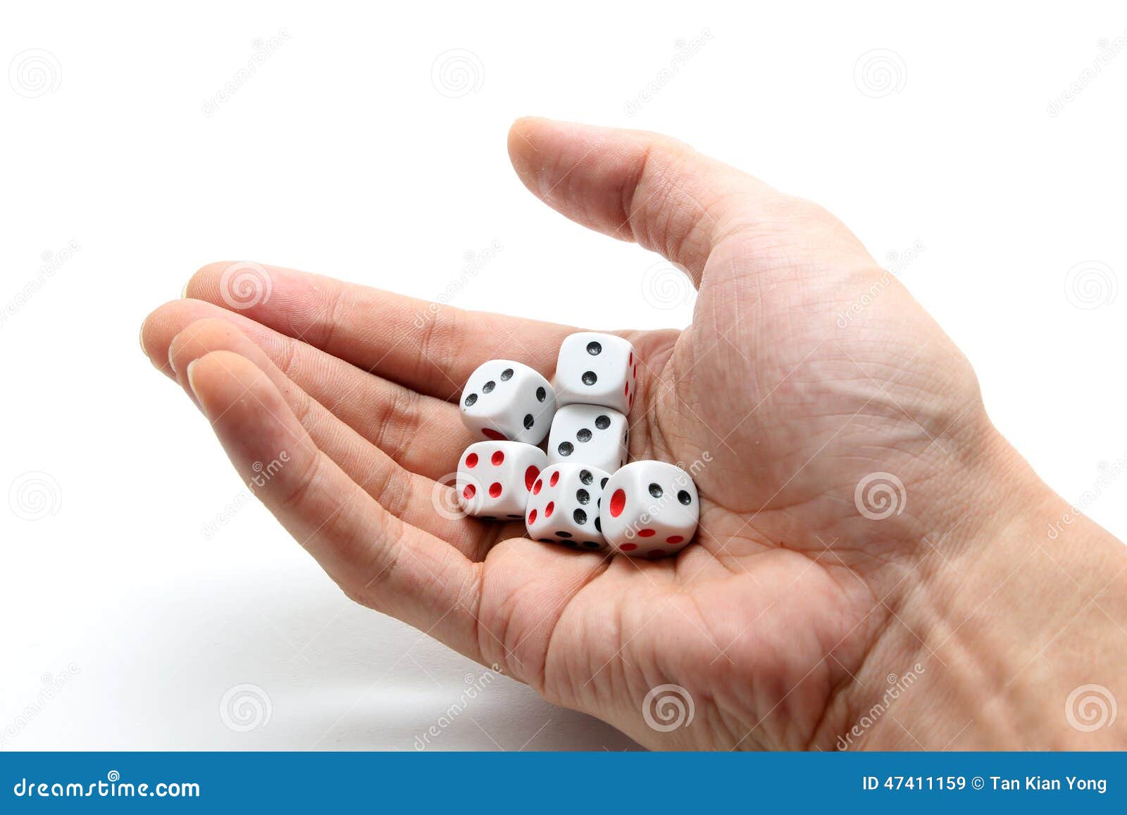 Hand holding six dices stock image. Image of dice, dices - 47411159