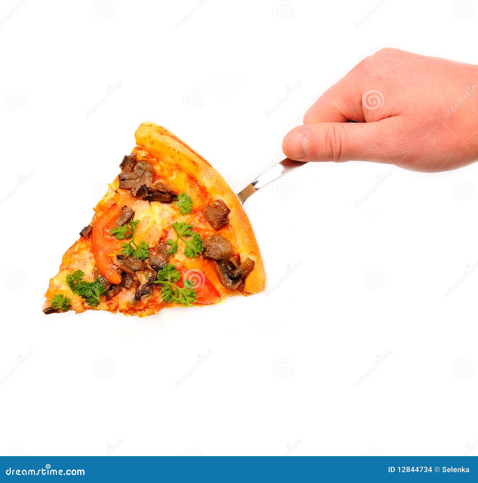 Hand Holding Slice of a Pizza Stock Photo - Image of mozzarella, baked ...