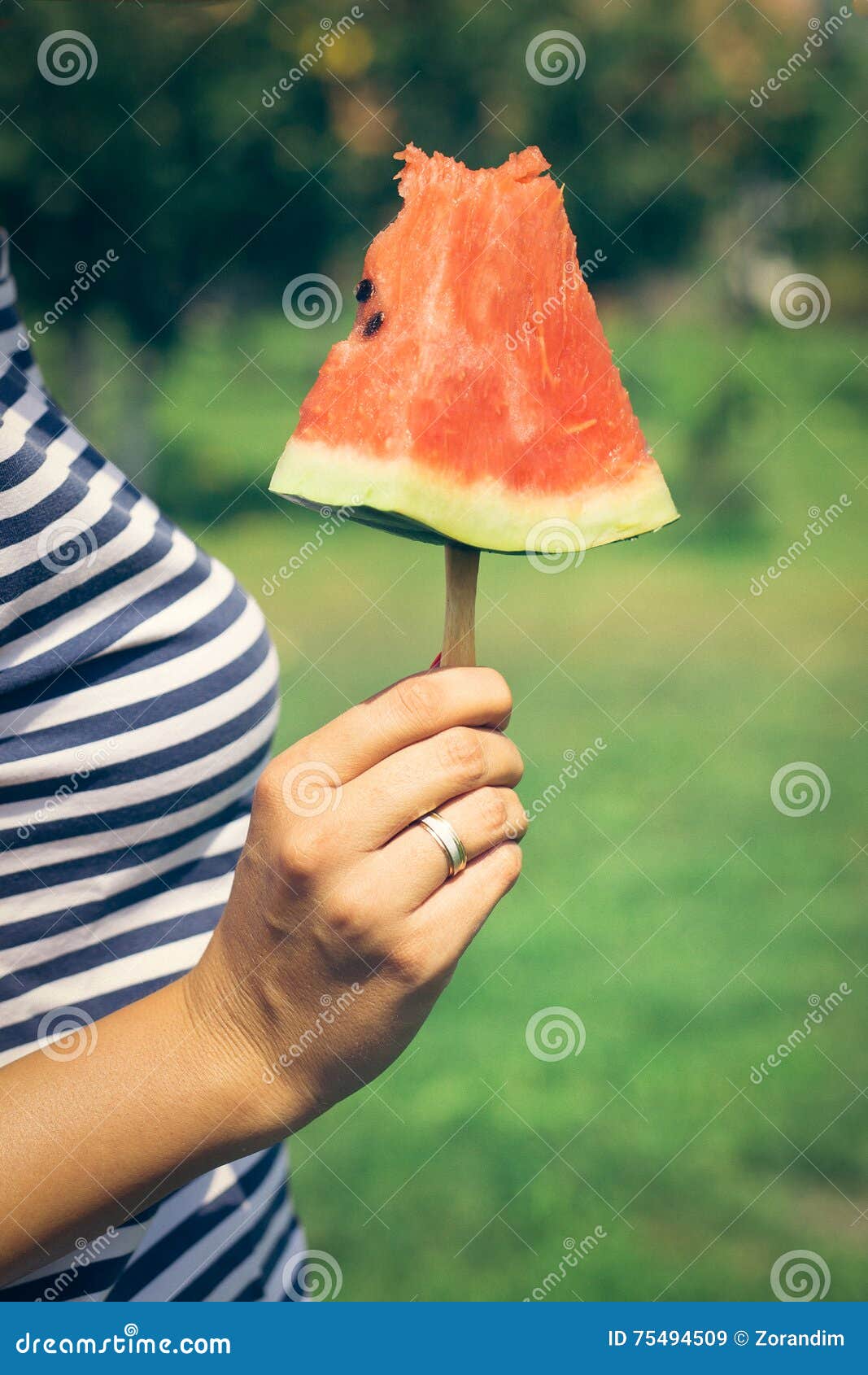 Hand Holding Slice of Watermelon Stock Image - Image of juicy, happy ...