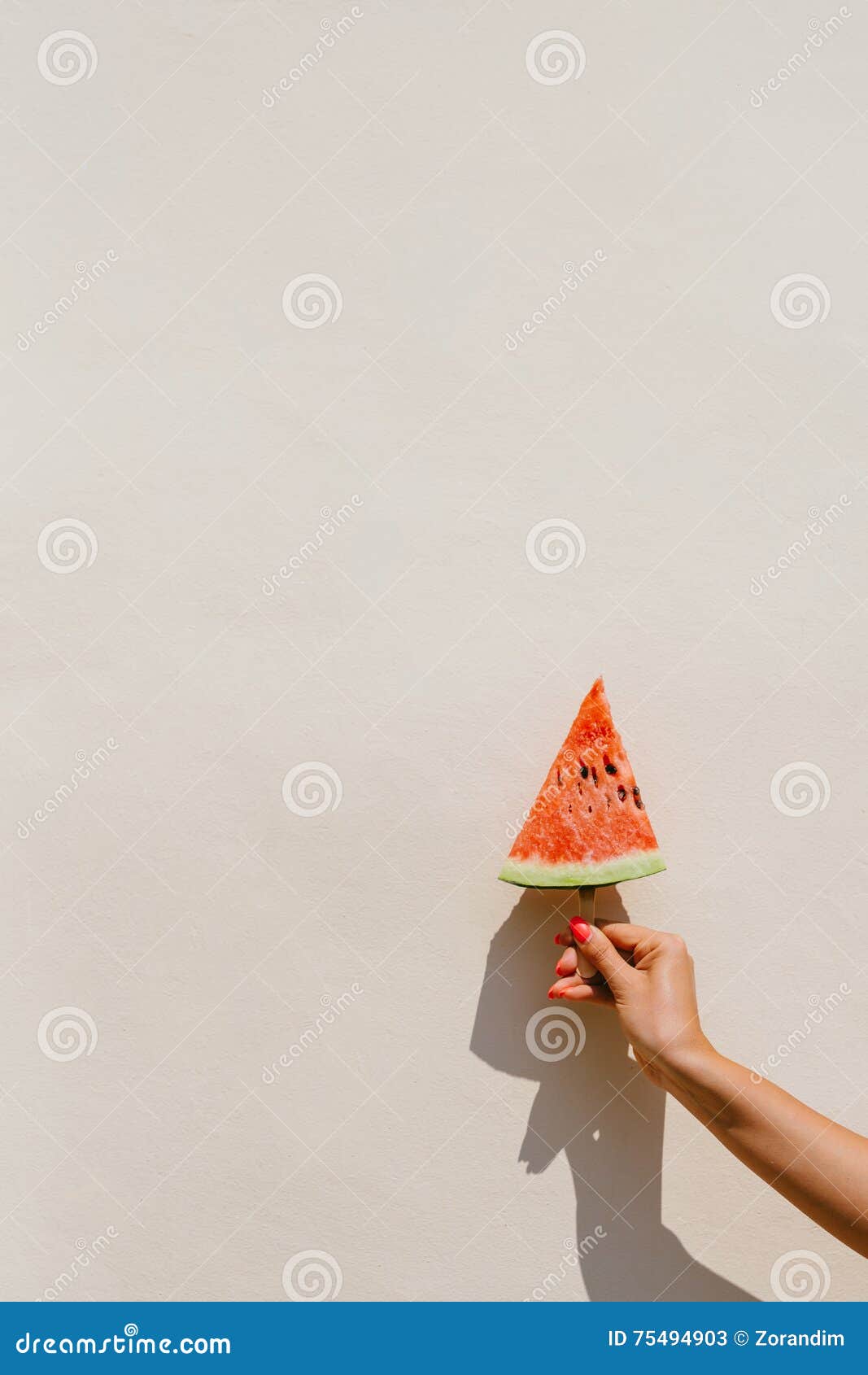 Hand Holding Slice of Watermelon Stock Image - Image of watermelon ...