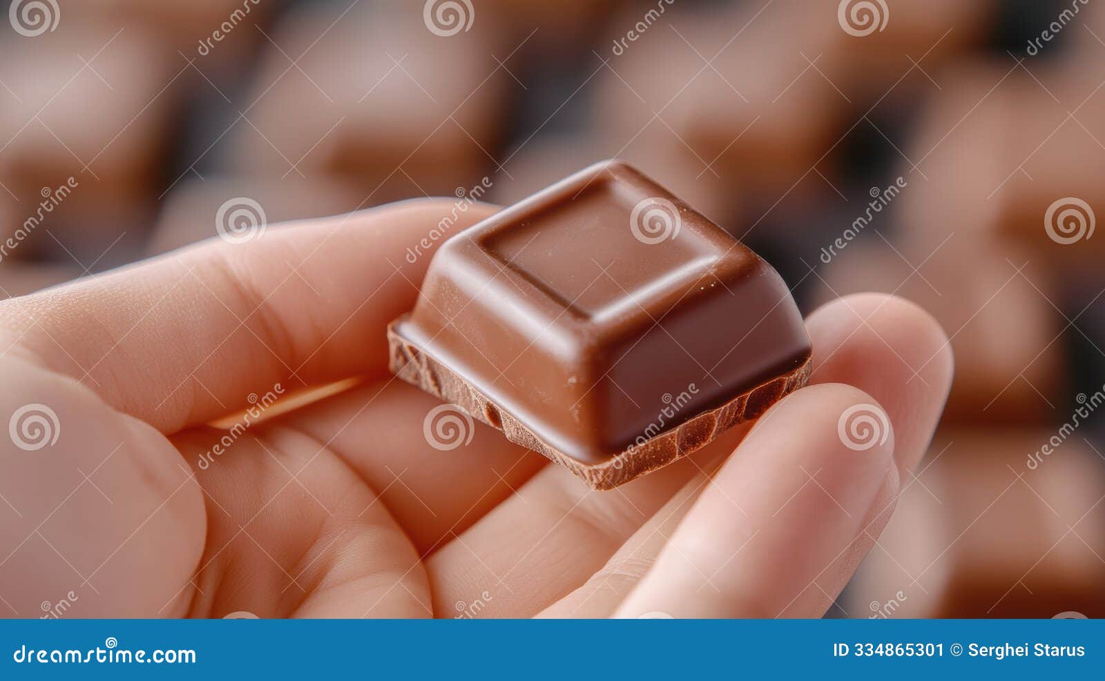 A Hand Holding a Small Chocolate Bar with an Empty Square, AI Stock ...