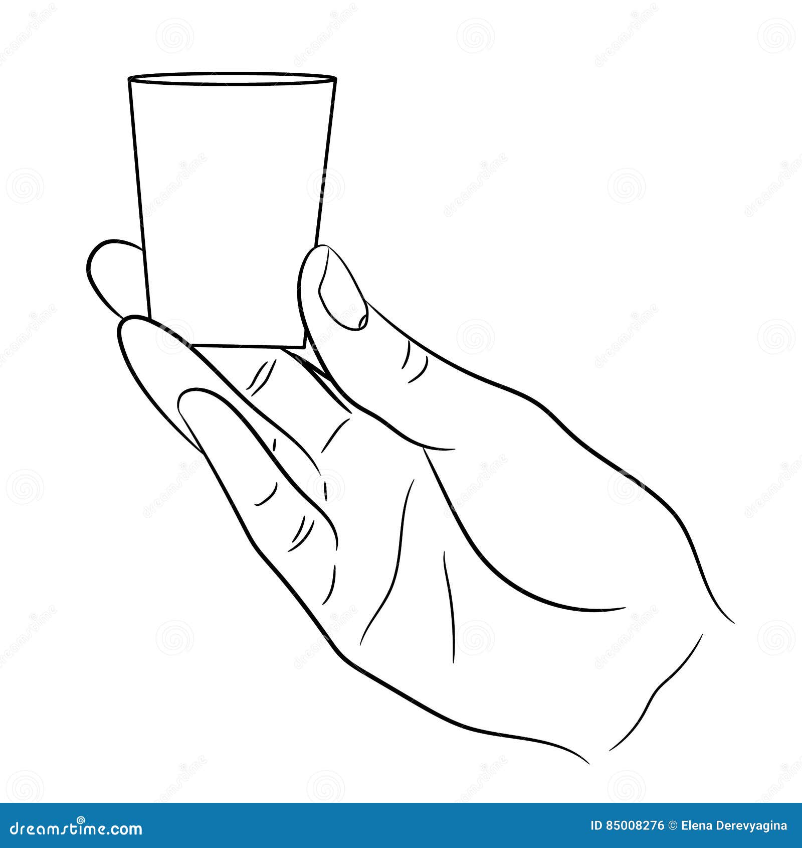 Hand Holding a Small Glass on White of Monochrome Vec Stock ...