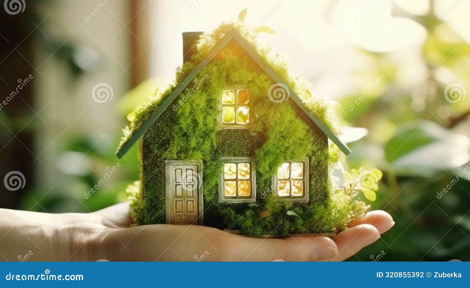 Hand Holding Small Green House Stock Illustration - Illustration of ...
