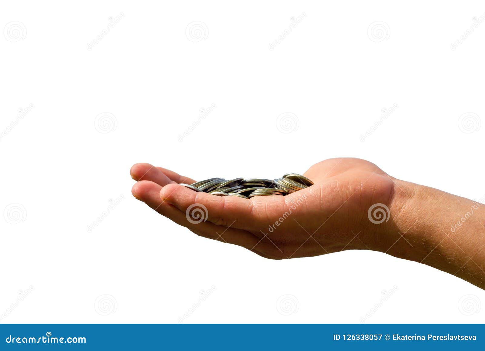 Hand Holding Small Money on White Isolated Background Stock Image ...