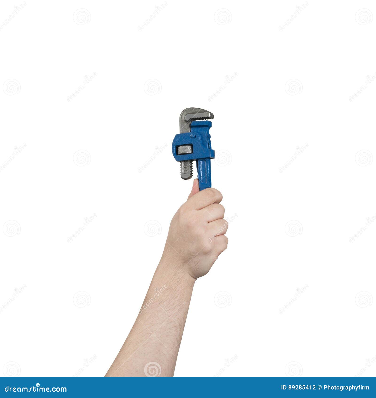 Hand Holding a Small Pipe Wrench with Clipping Path Stock Photo - Image ...