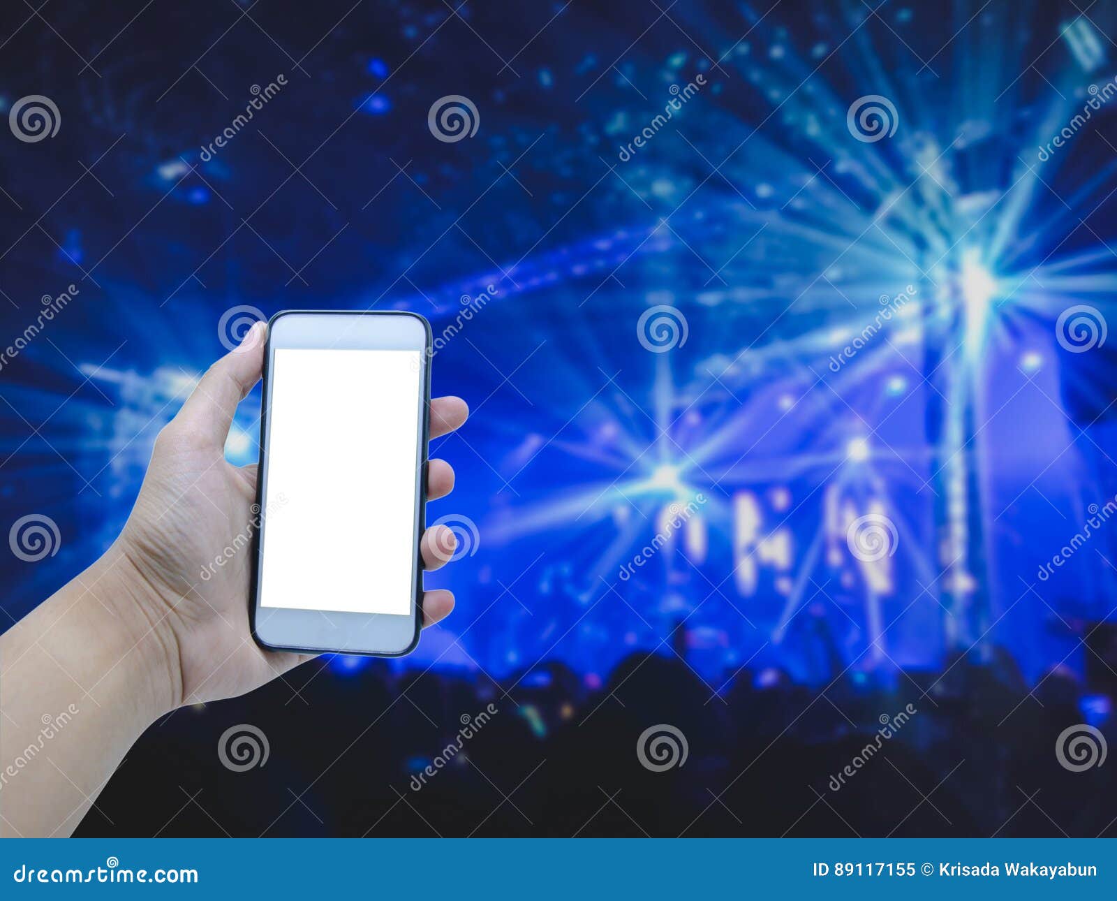 Hand Holding Smart Phone on Blurred Concert Stock Image - Image of ...