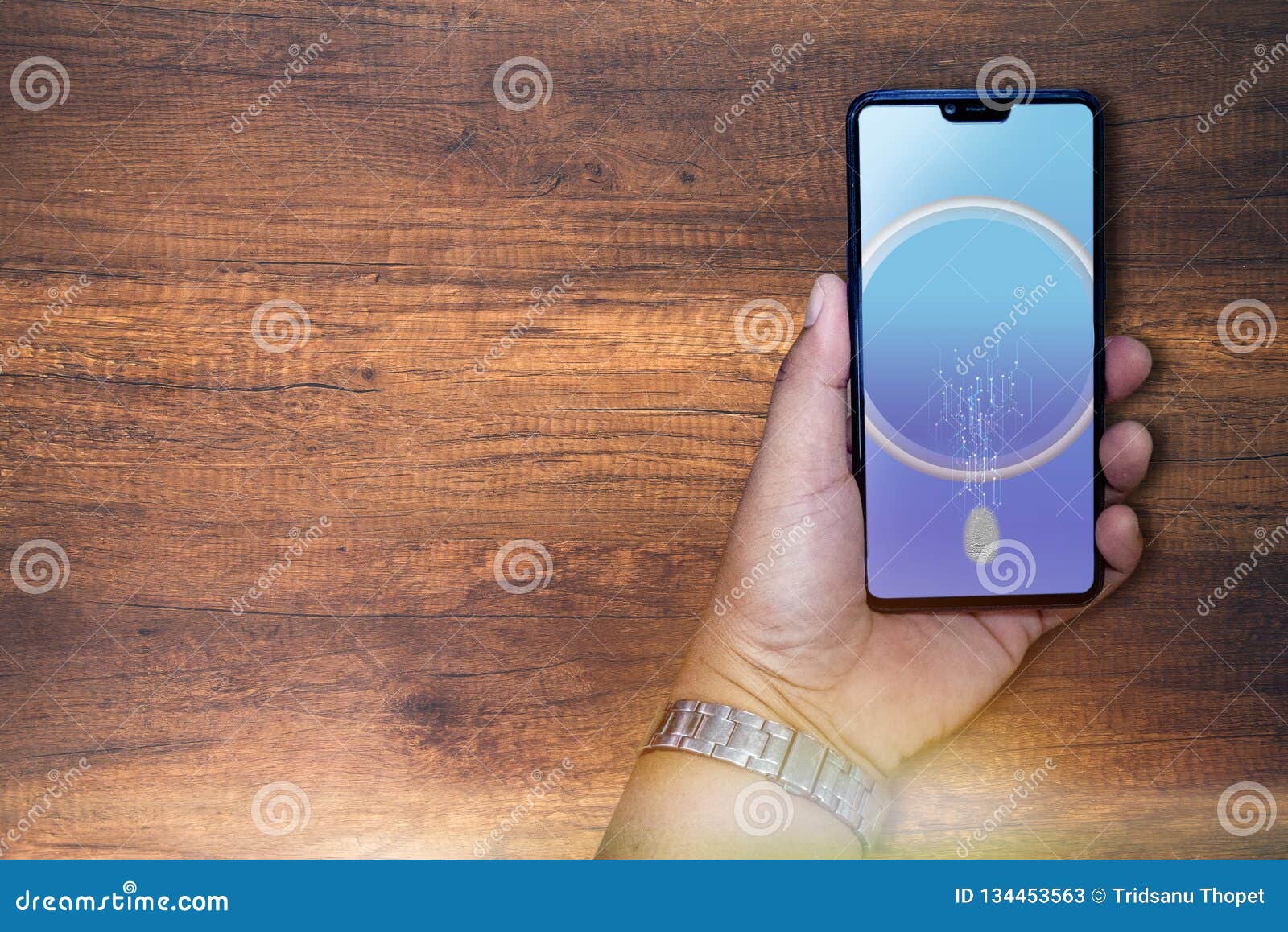 Hand Holding Smart Phone and Finger Scan To Log in Device Stock Image ... Hand Holding Smart Phone and Finger Scan To Log in Device Stock Image ...