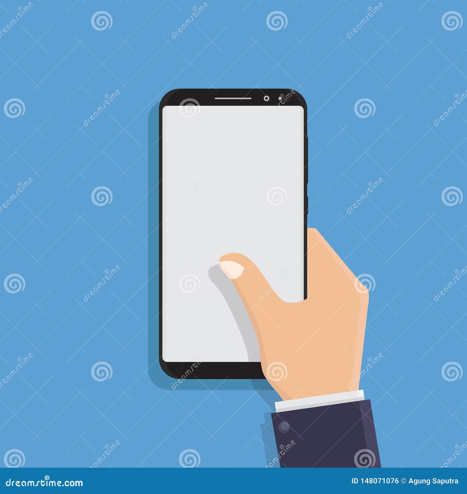 Hand Holding Smart Phone Flat Design Vector Stock Vector - Illustration ...