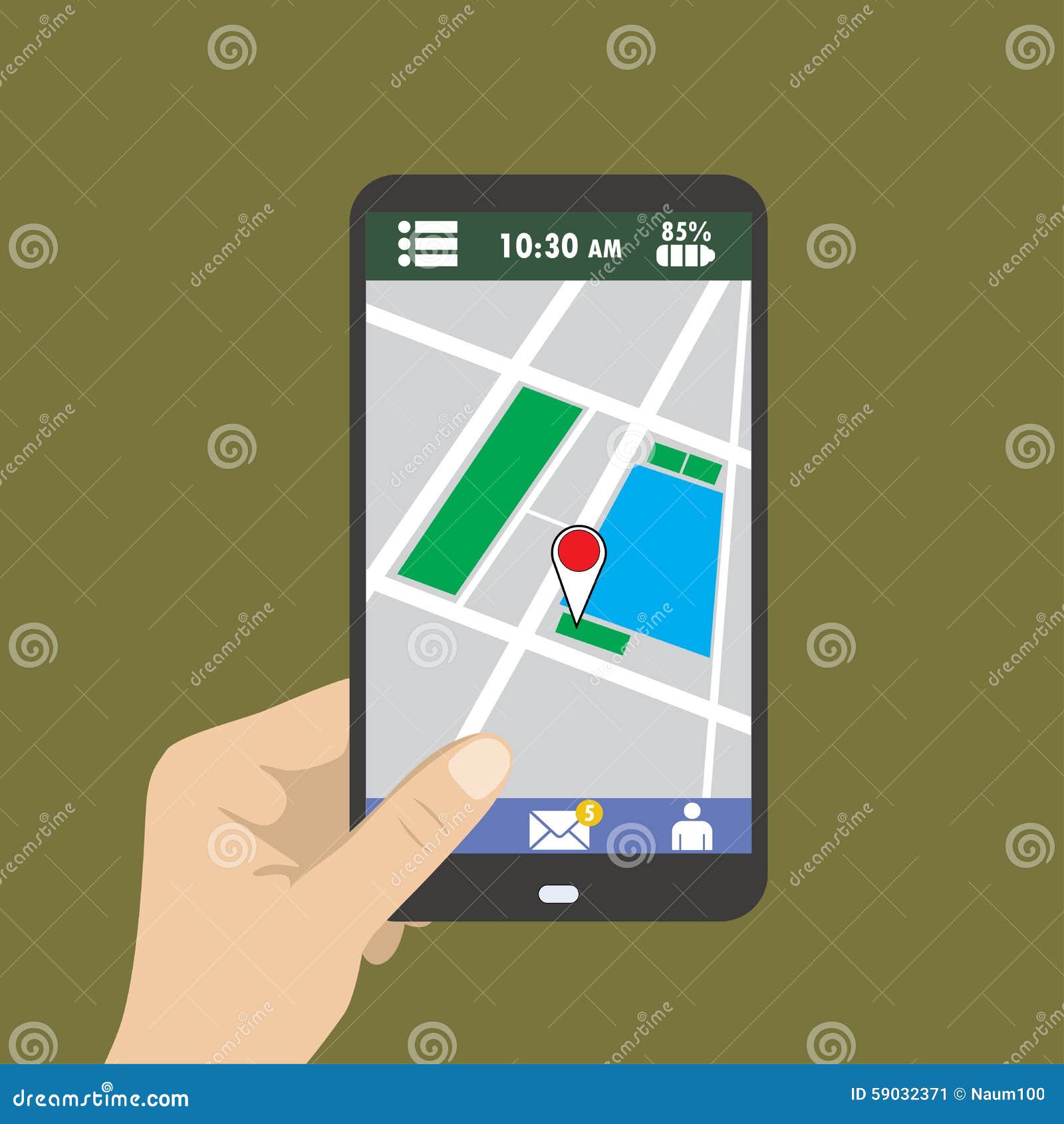 Hand Holding Smart Phone, Gps Map on Mobile Stock Vector - Illustration ...