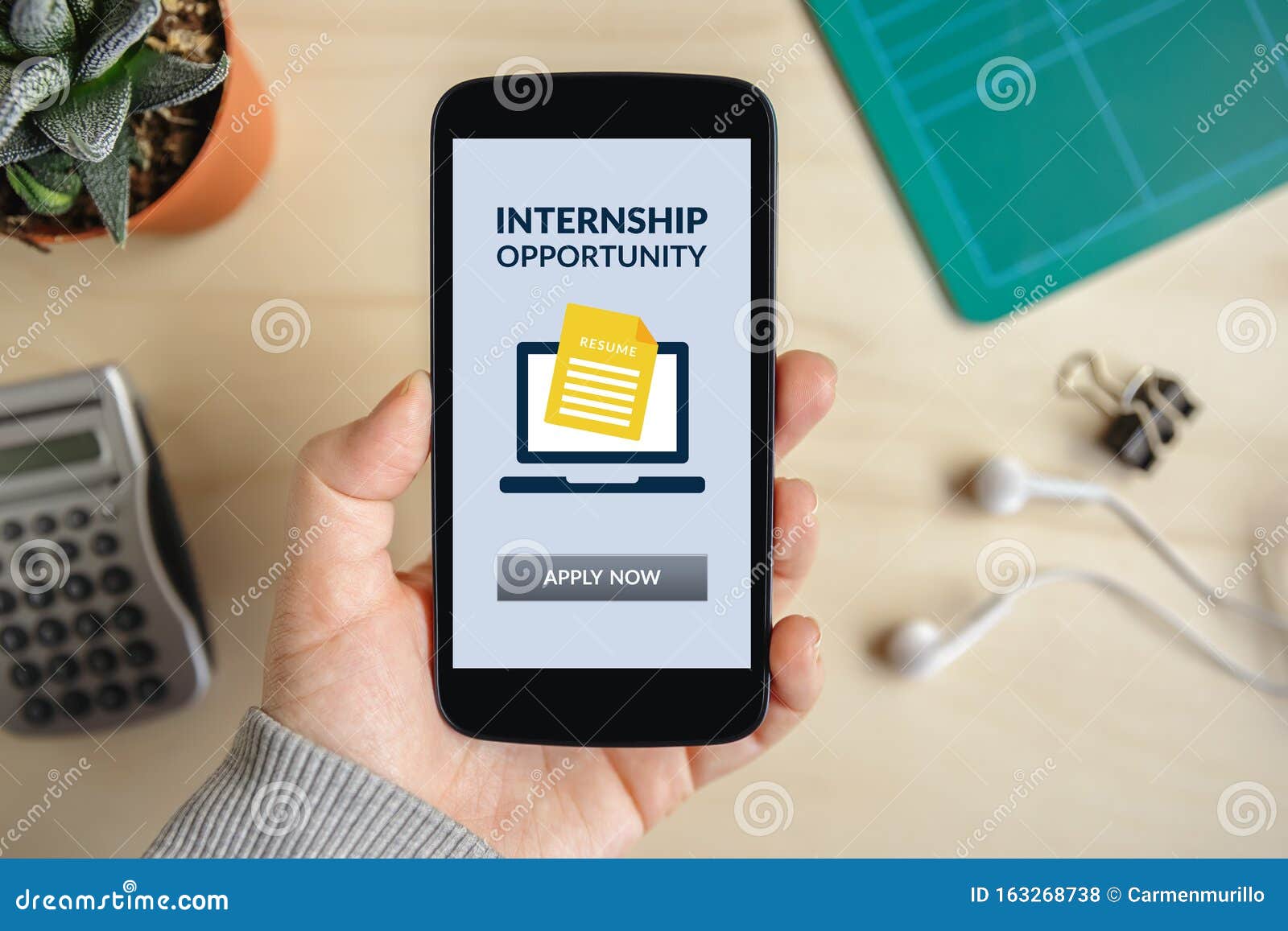 Internship Concept on Smartphone Screen Stock Photo - Image of ...