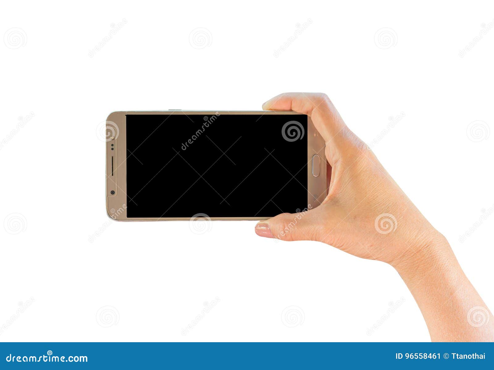 Hand Holding Smart Phone Isolated on White Stock Image - Image of shows ...