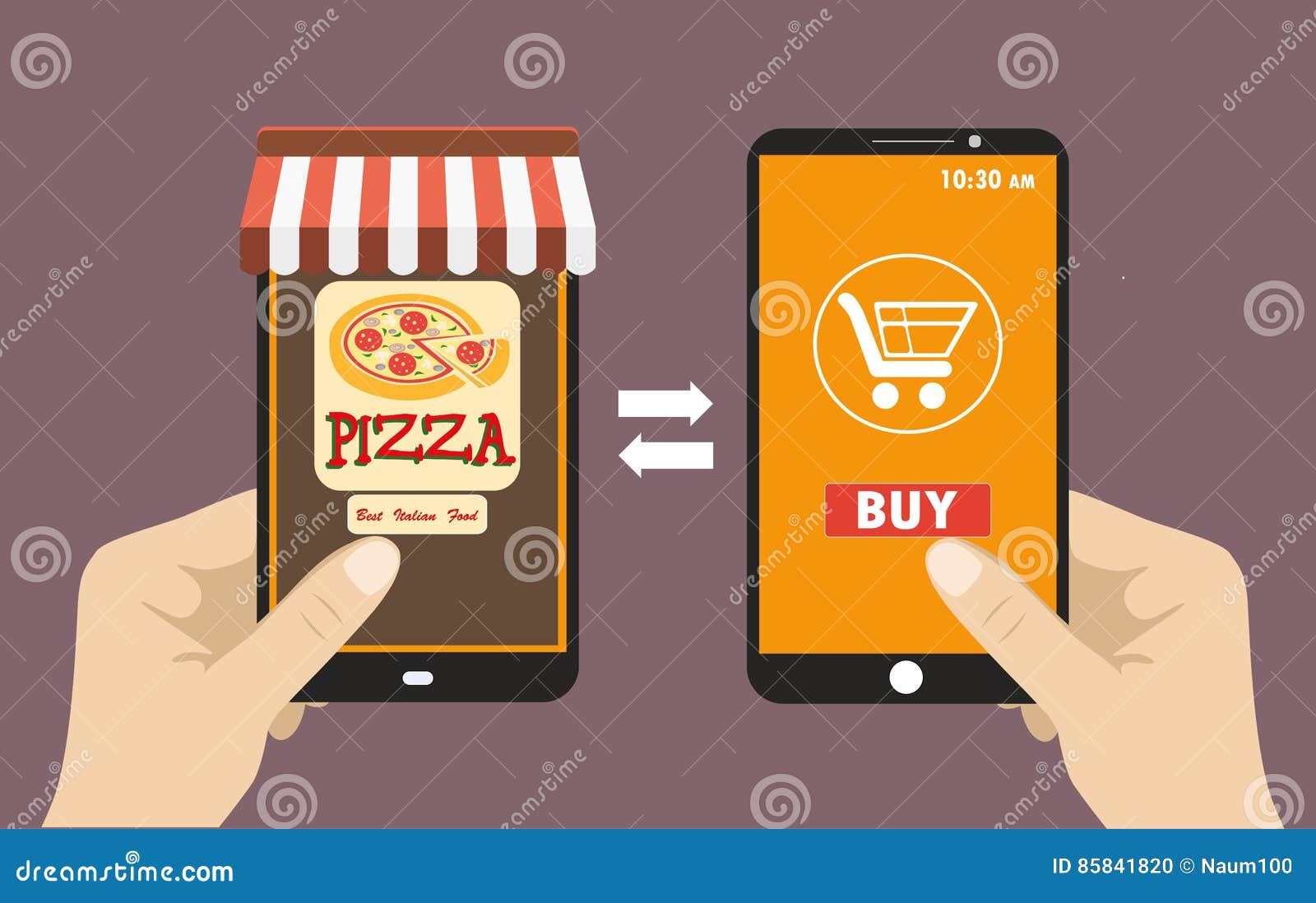 Hand Holding Smart Phone, Order Pizza Using a Smartphone in Pizz Stock ...