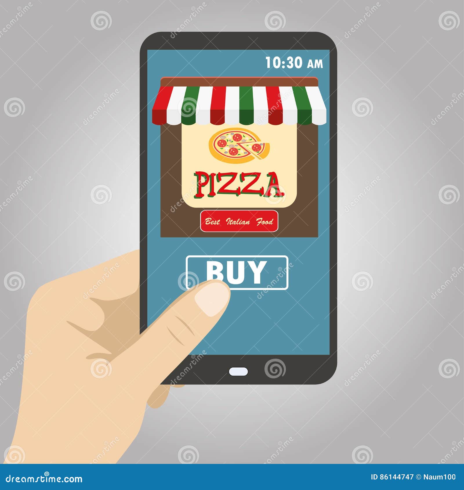 Hand Holding Smart Phone, Order Pizza Using a Smartphone in Pizza Stock ...