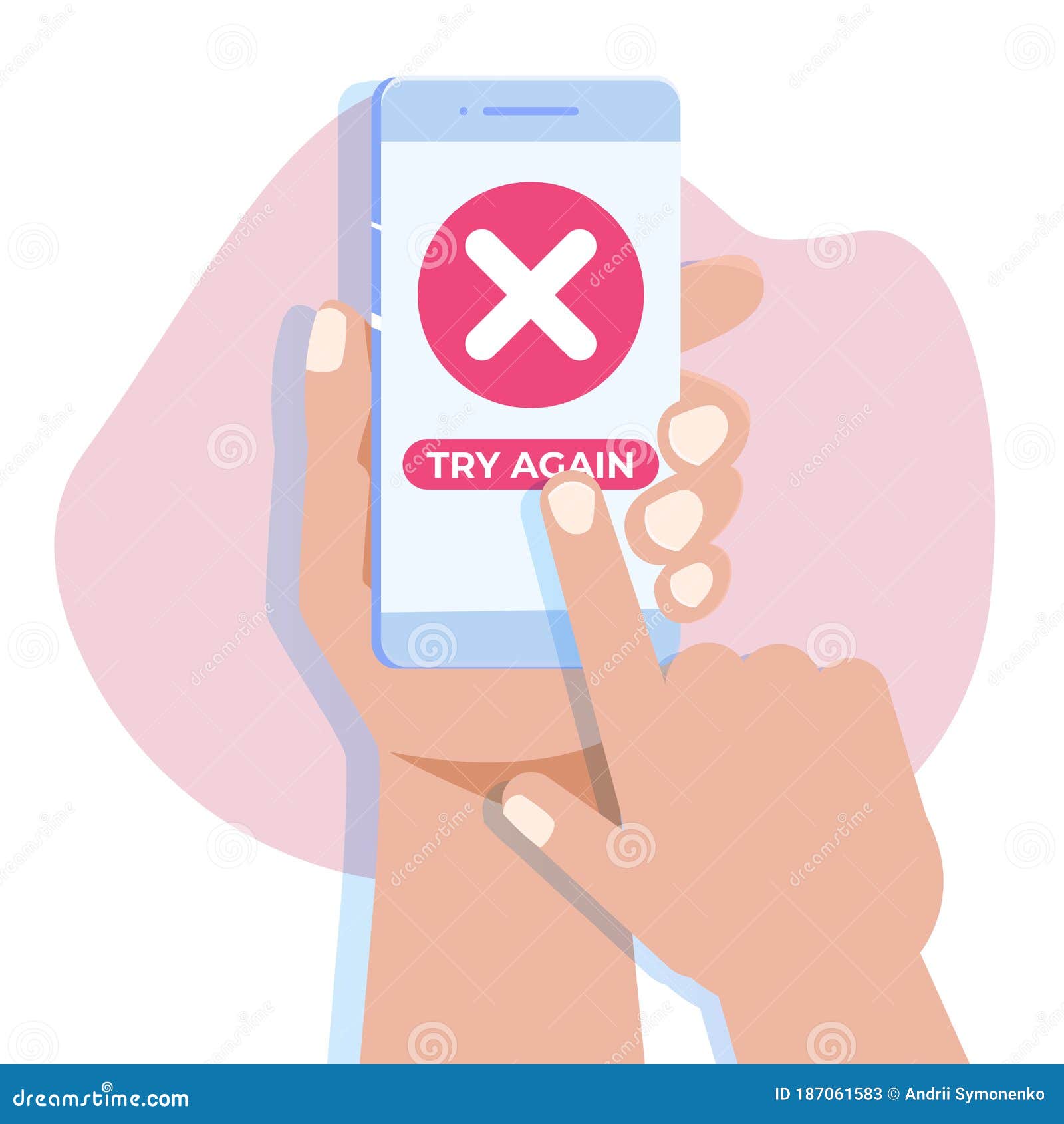 Payment Error Info Message On Smartphone. Customer Cross Marks Failure ...