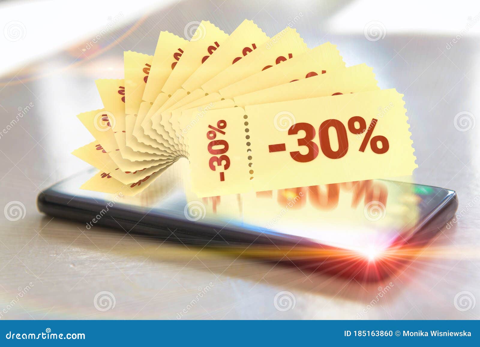 Hand Holding Smart Phone with Promo Code Coupons Stock Photo - Image of ...