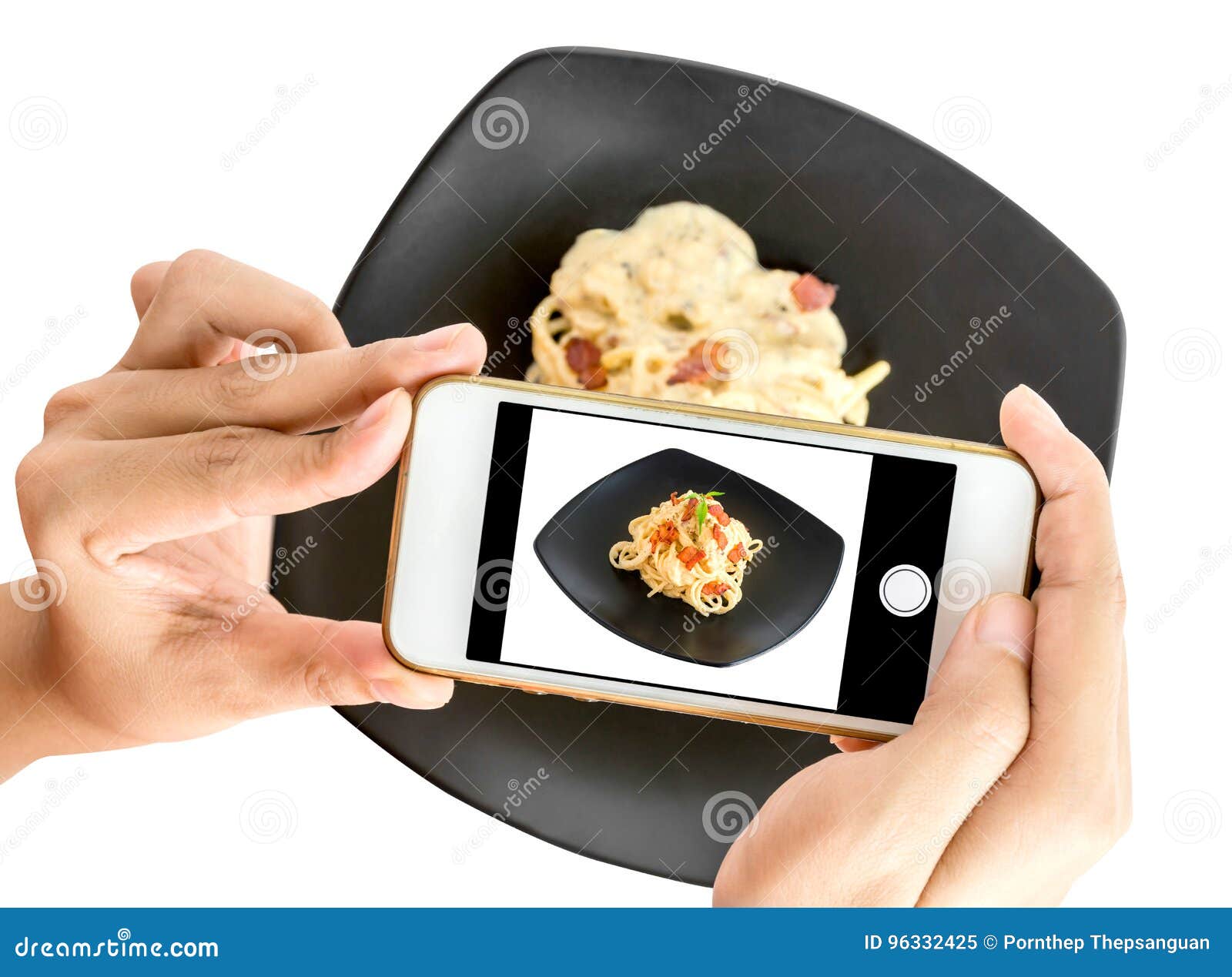 Hand Holding Smart Phone Take a Photo. Stock Image - Image of ...