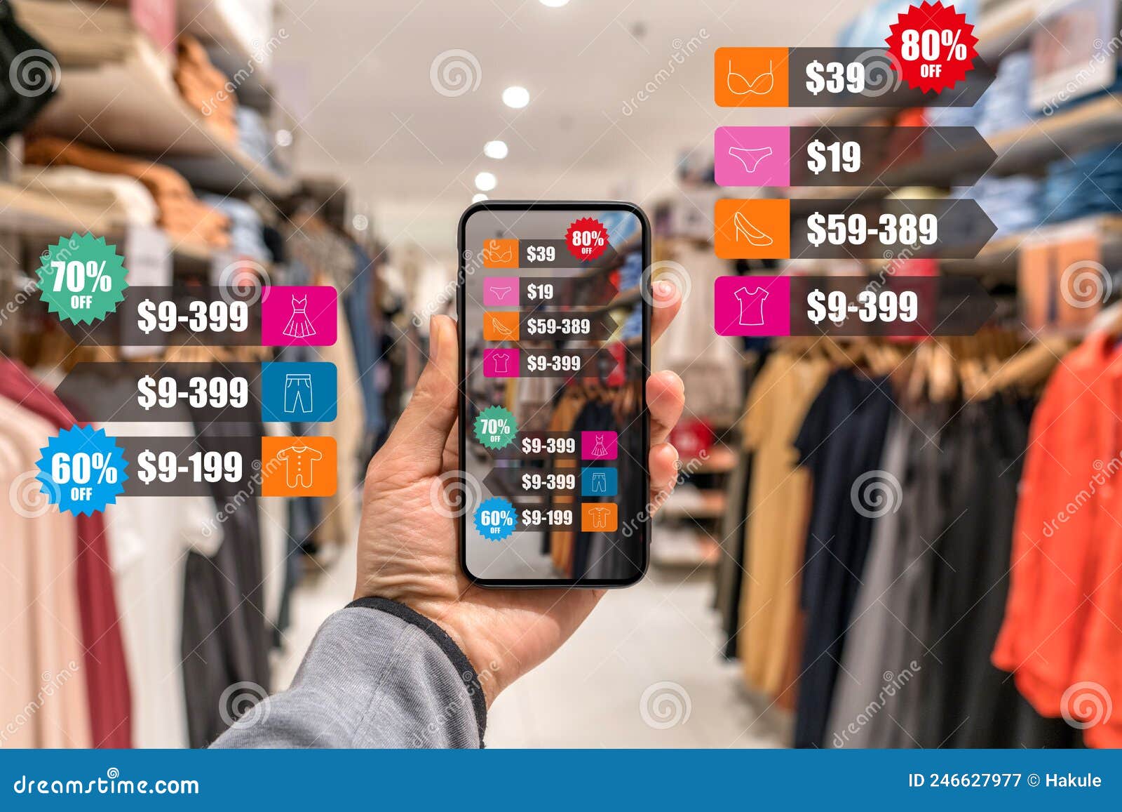 Hand Holding Smart Phone Use AR Application To Check Information Stock ...