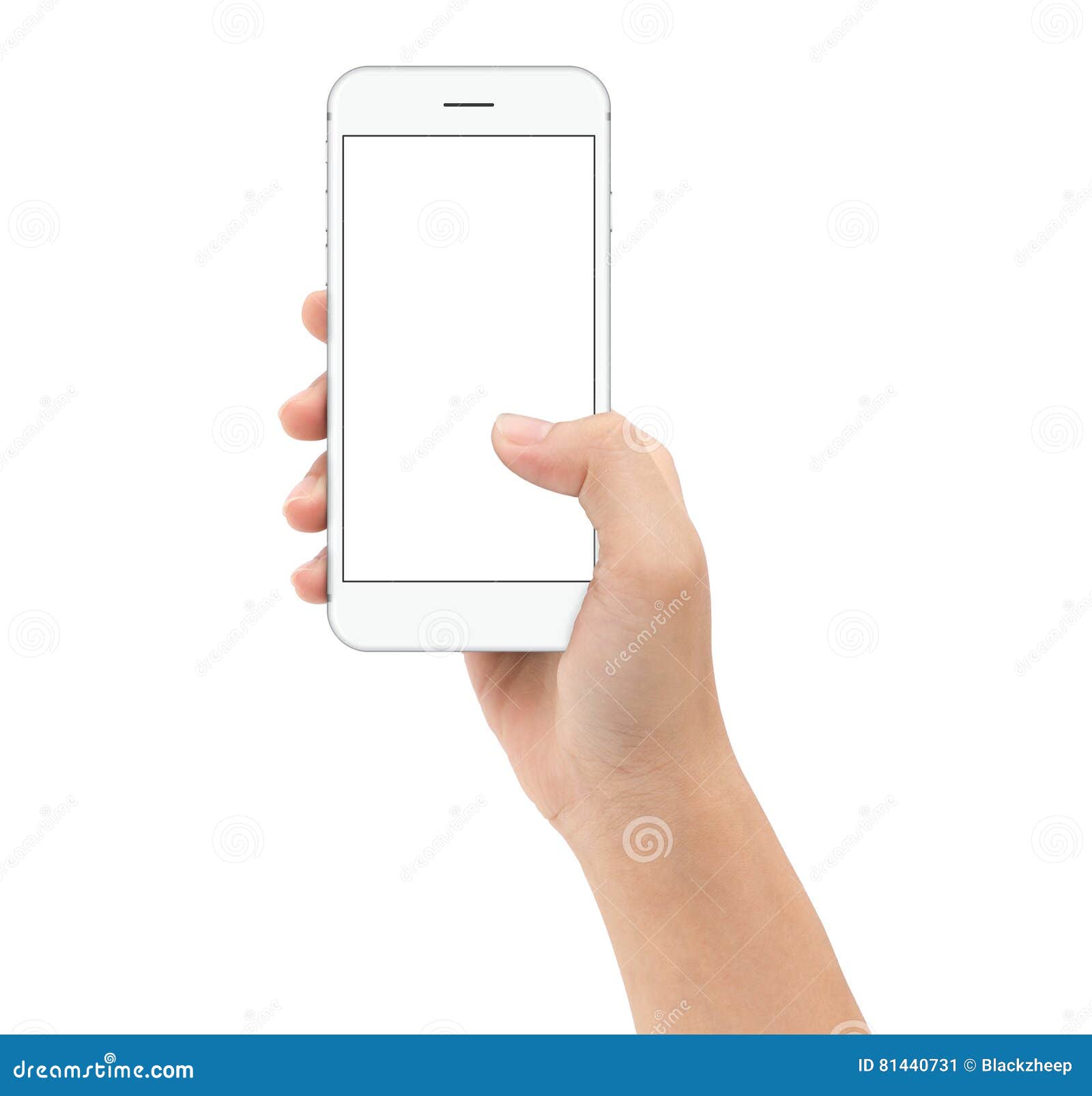 Hand Holding Smart Phone on White Background Clipphing Path Inside ...