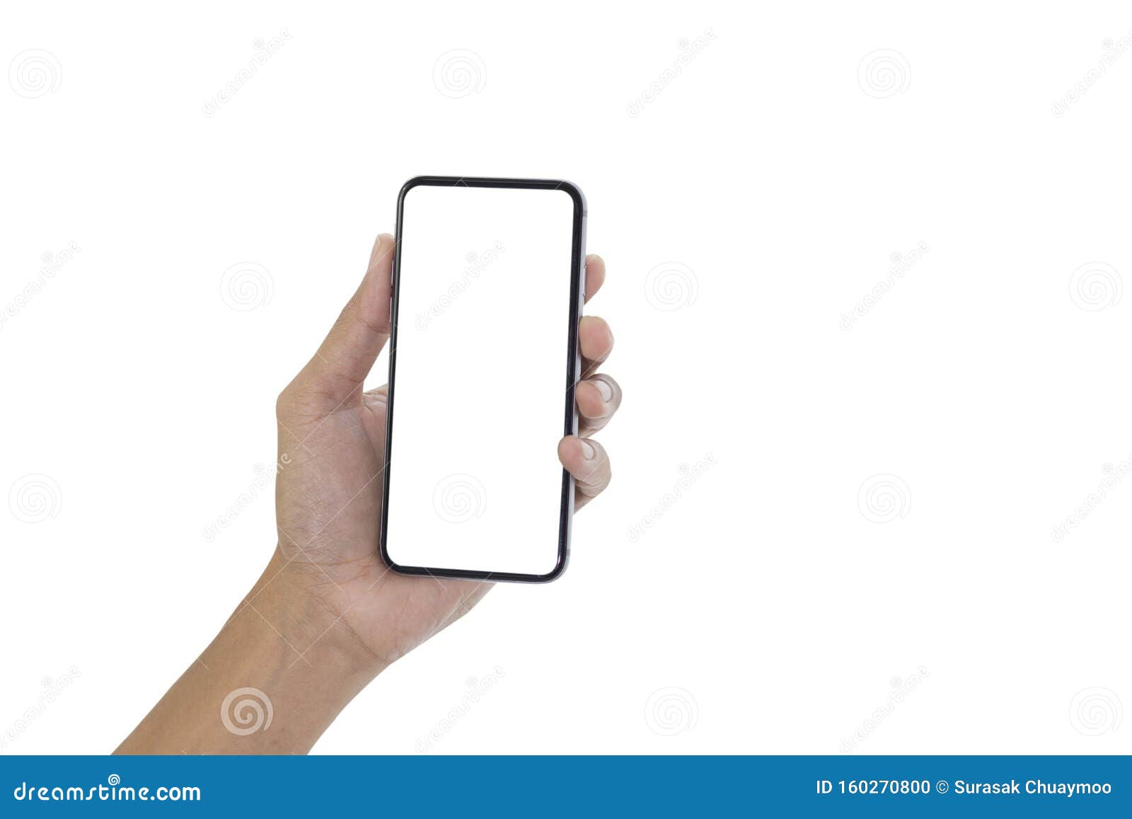 Hand Holding Smart Phone with White Screen Isolated on White Background ... Hand Holding Smart Phone with White Screen Isolated on White Background ...