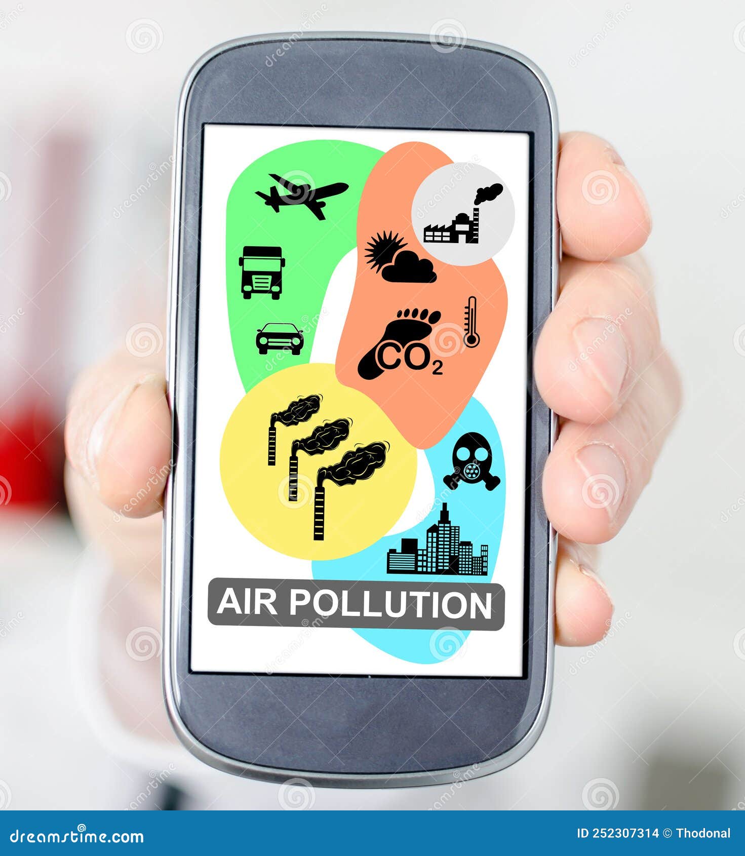 Air Pollution Concept on a Smartphone Stock Photo - Image of industrial ...
