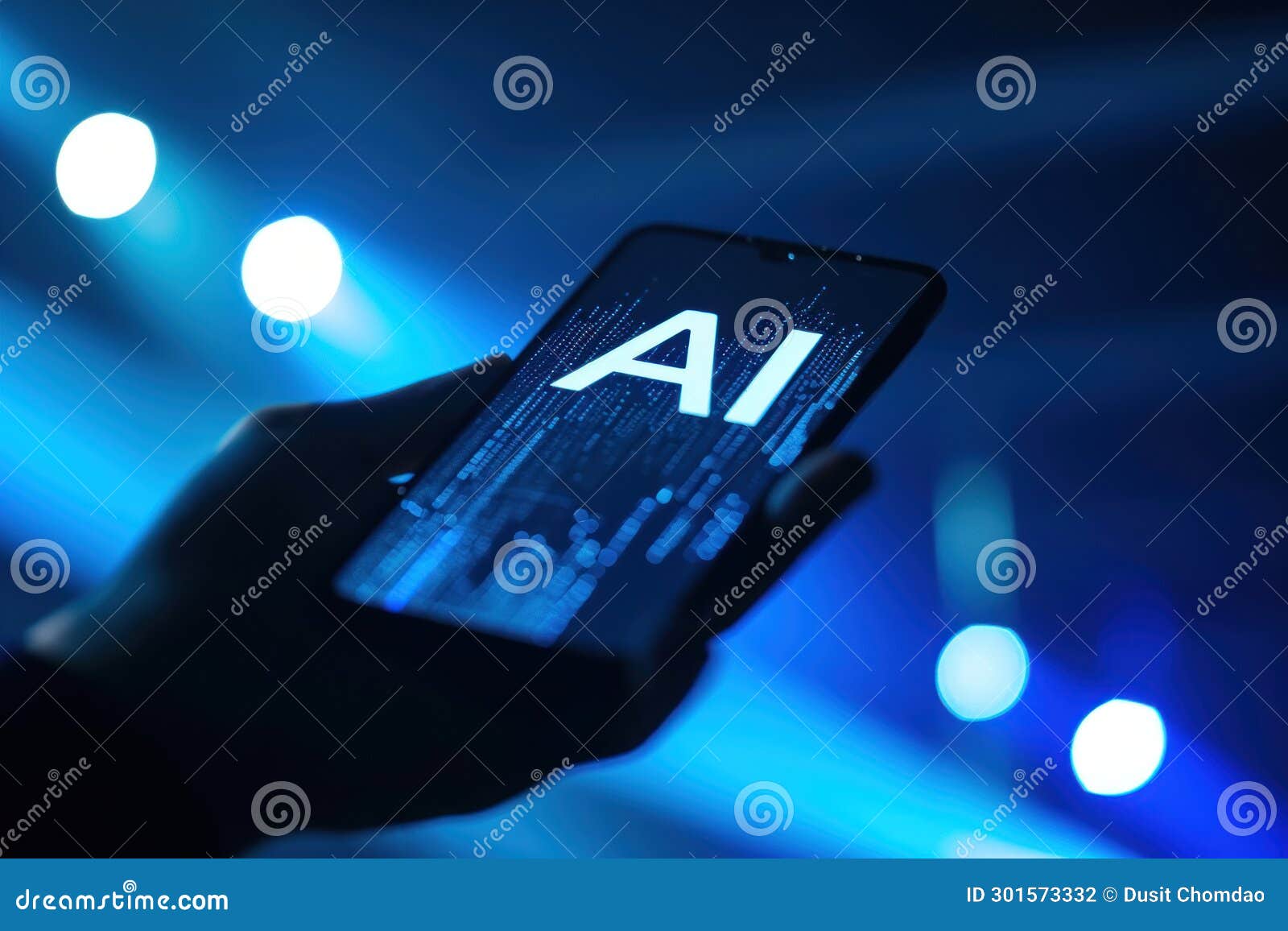 Hand Holding Smartphone with Artificial Intelligence "AI" Letters on ...