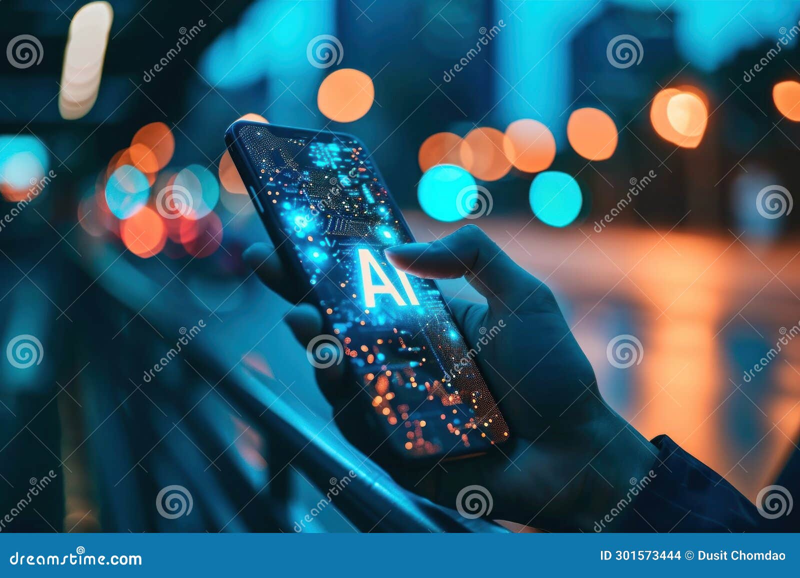 Hand Holding Smartphone with Artificial Intelligence "AI" Letters on ...