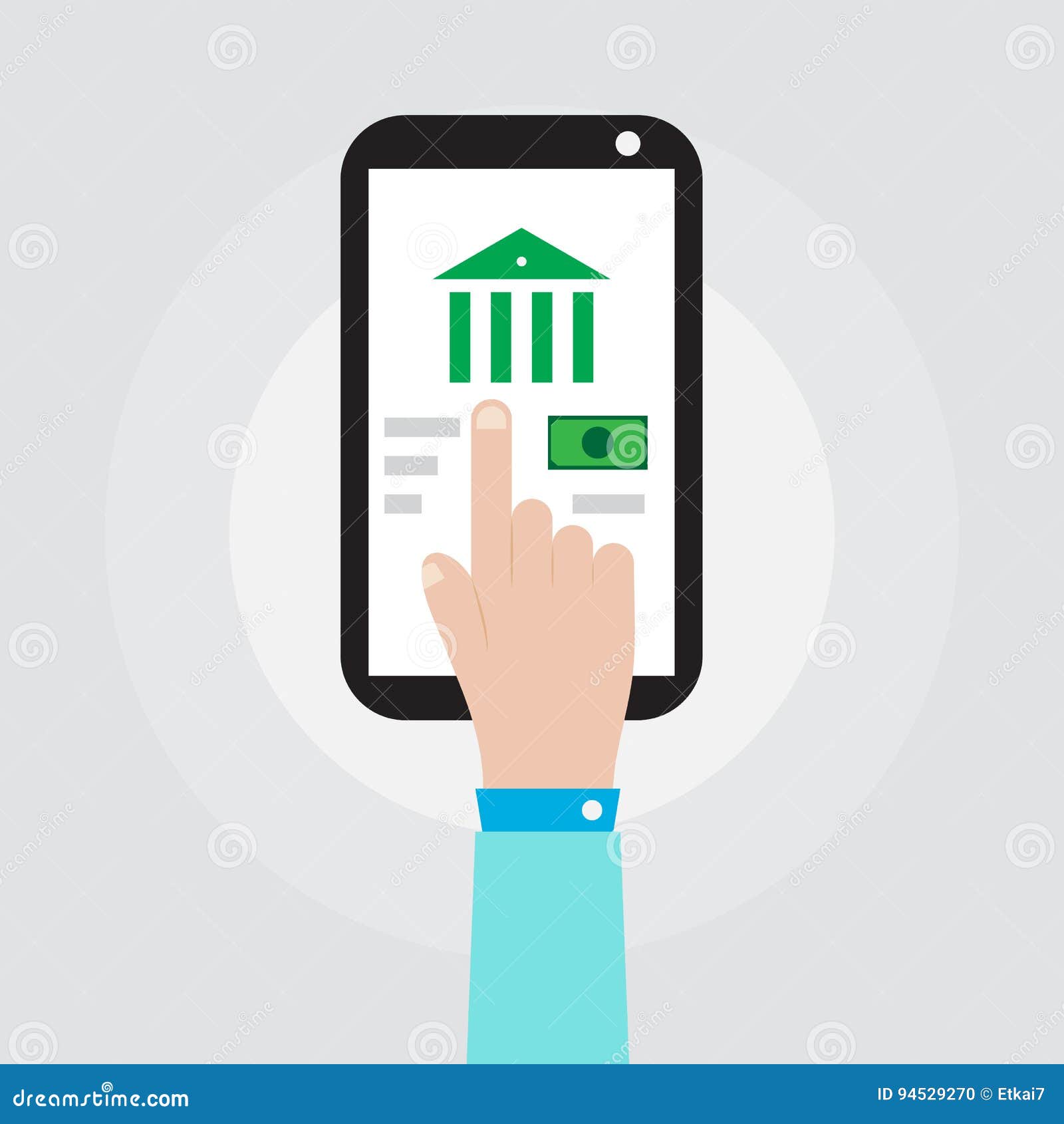 Hand Holding Smartphone with Bank Icon Vector Design Stock Vector ...