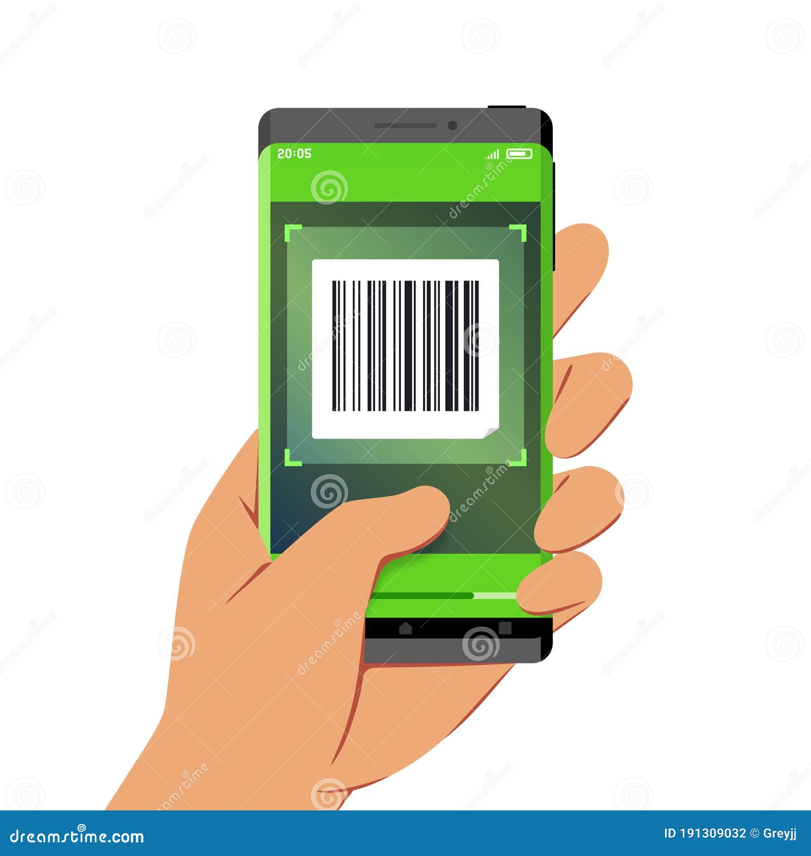 Hand Holding Smartphone with Barcode Scanner Application on Its Screen ...