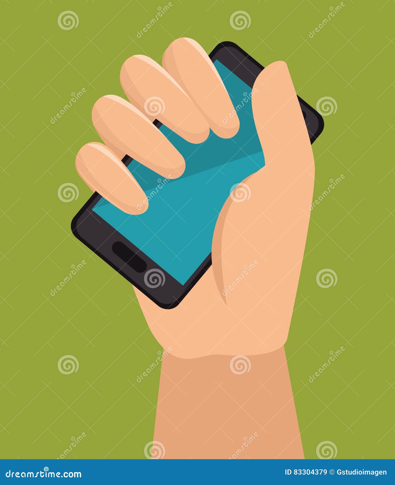 Hand Holding Smartphone with Blue Screen Stock Illustration ...