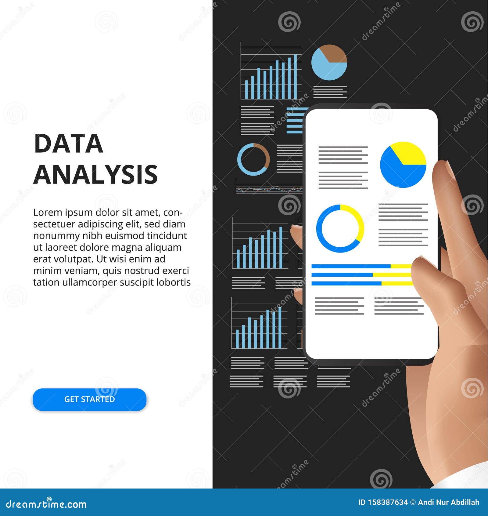 Hand Holding Smartphone Chart, Graph, Statistic for Data Analysis Stock ...